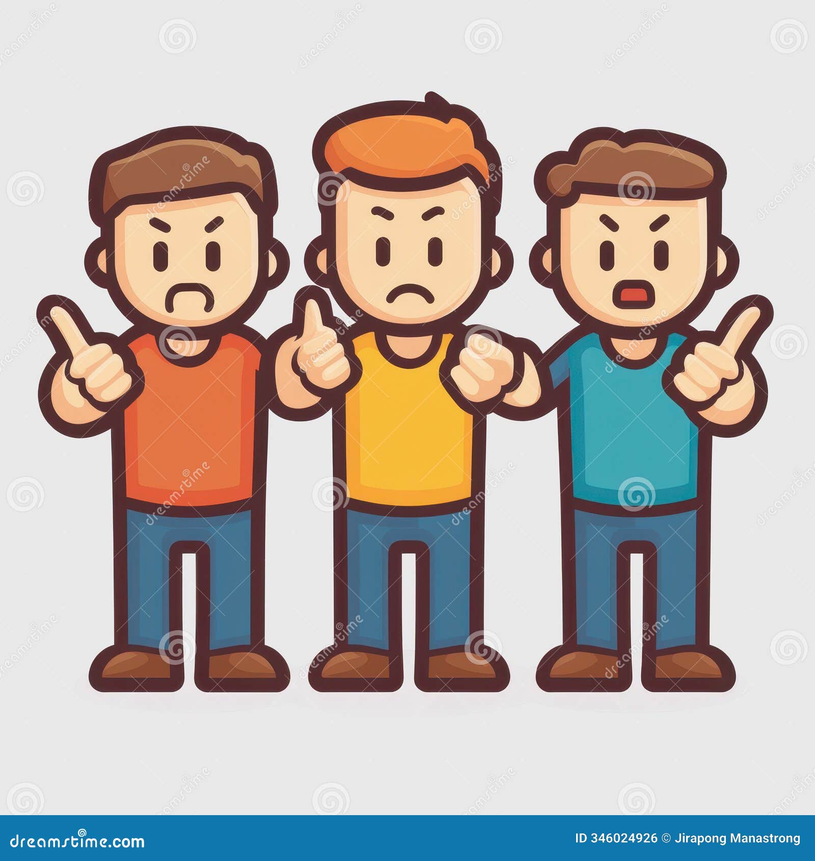 Three Cartoon Characters Expressing Different Emotions with Thumbs Up ...