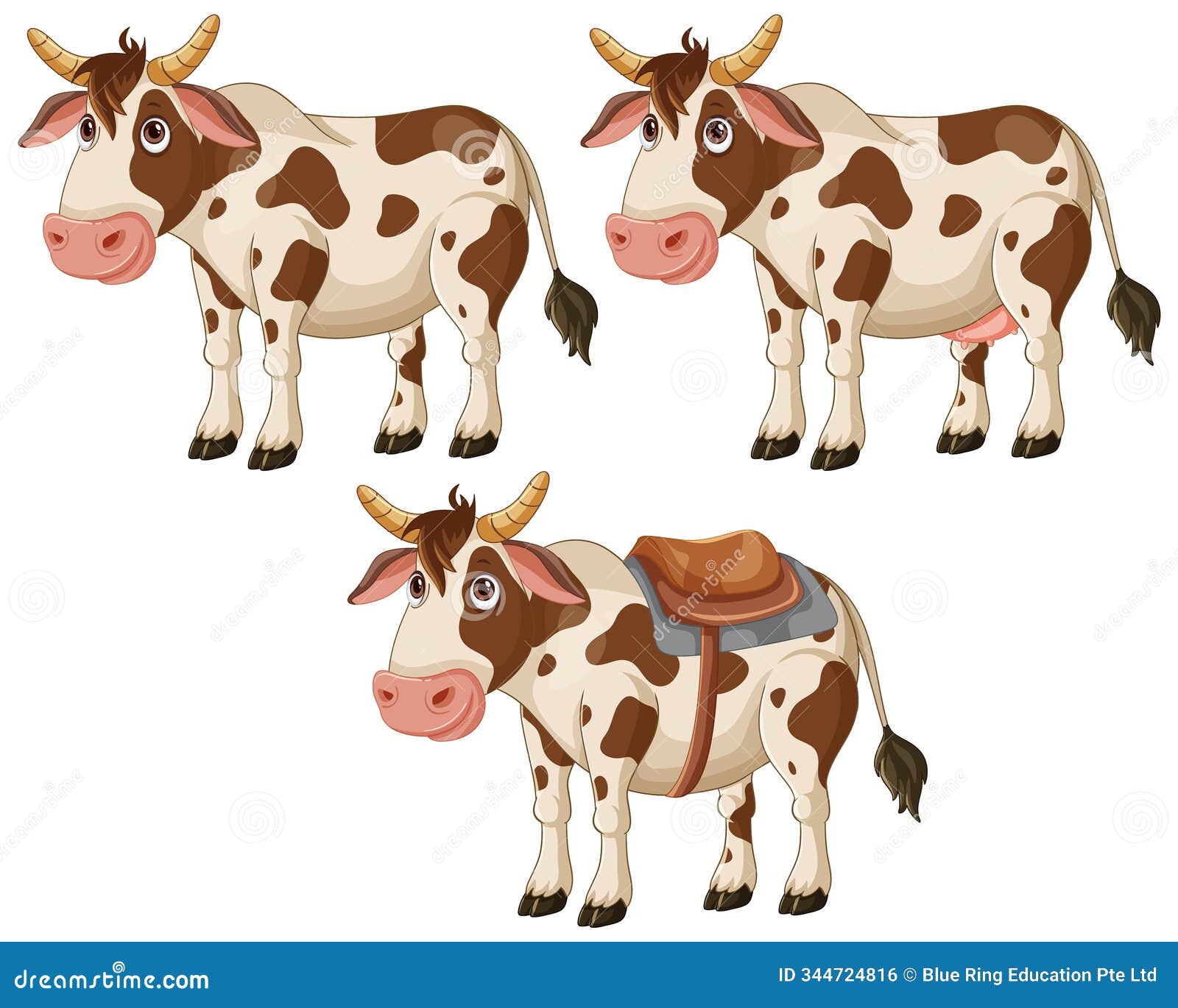 Cartoon Cows Farm Animals Comic Characters Set Vector Illustration ...