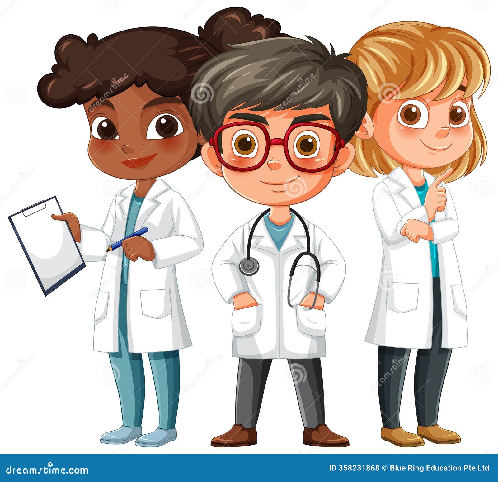 Three cartoon doctors stock illustration. Illustration of pediatrician ...