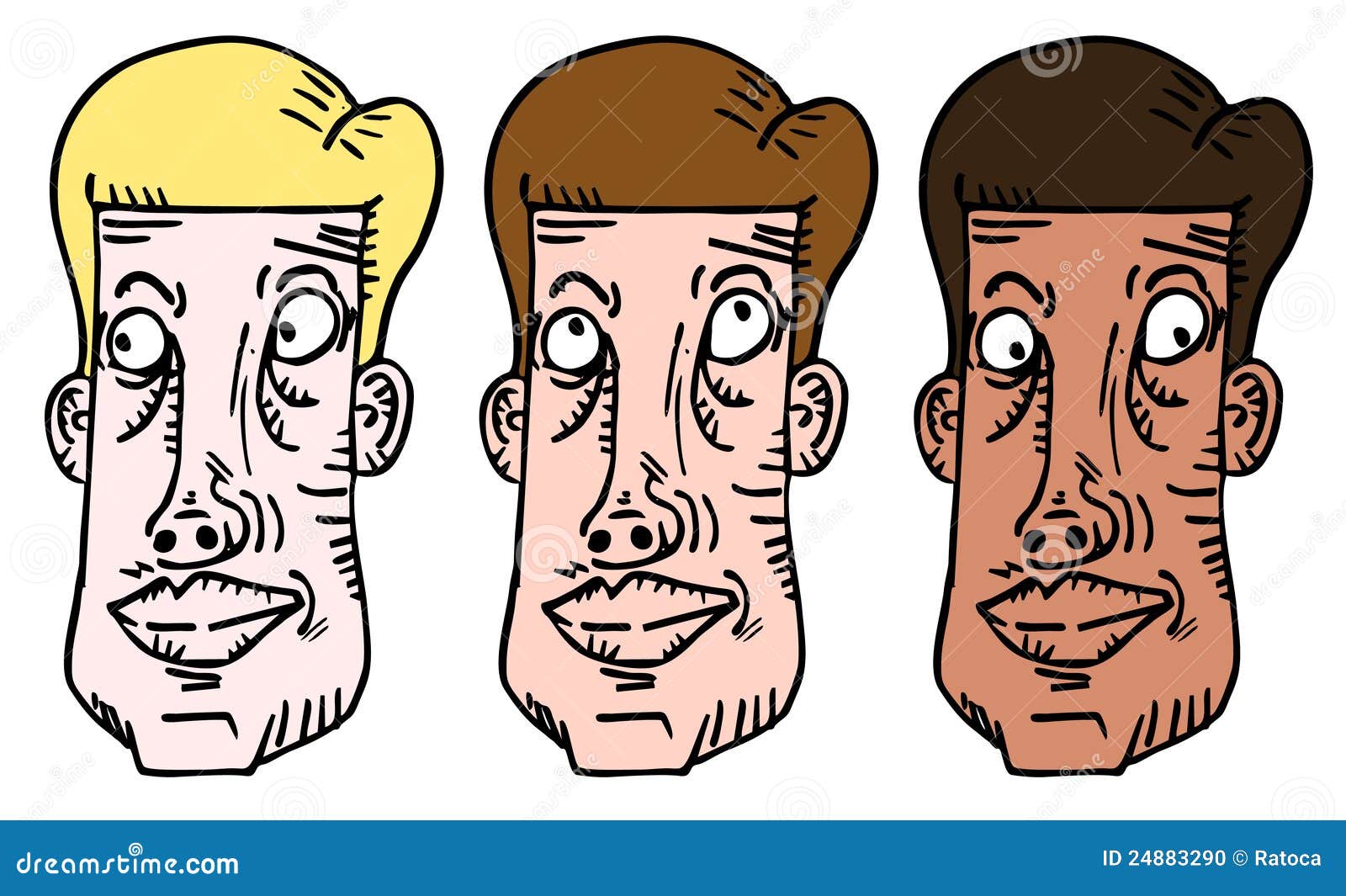 Three cartoon faces stock vector. Illustration of caucasian - 24883290