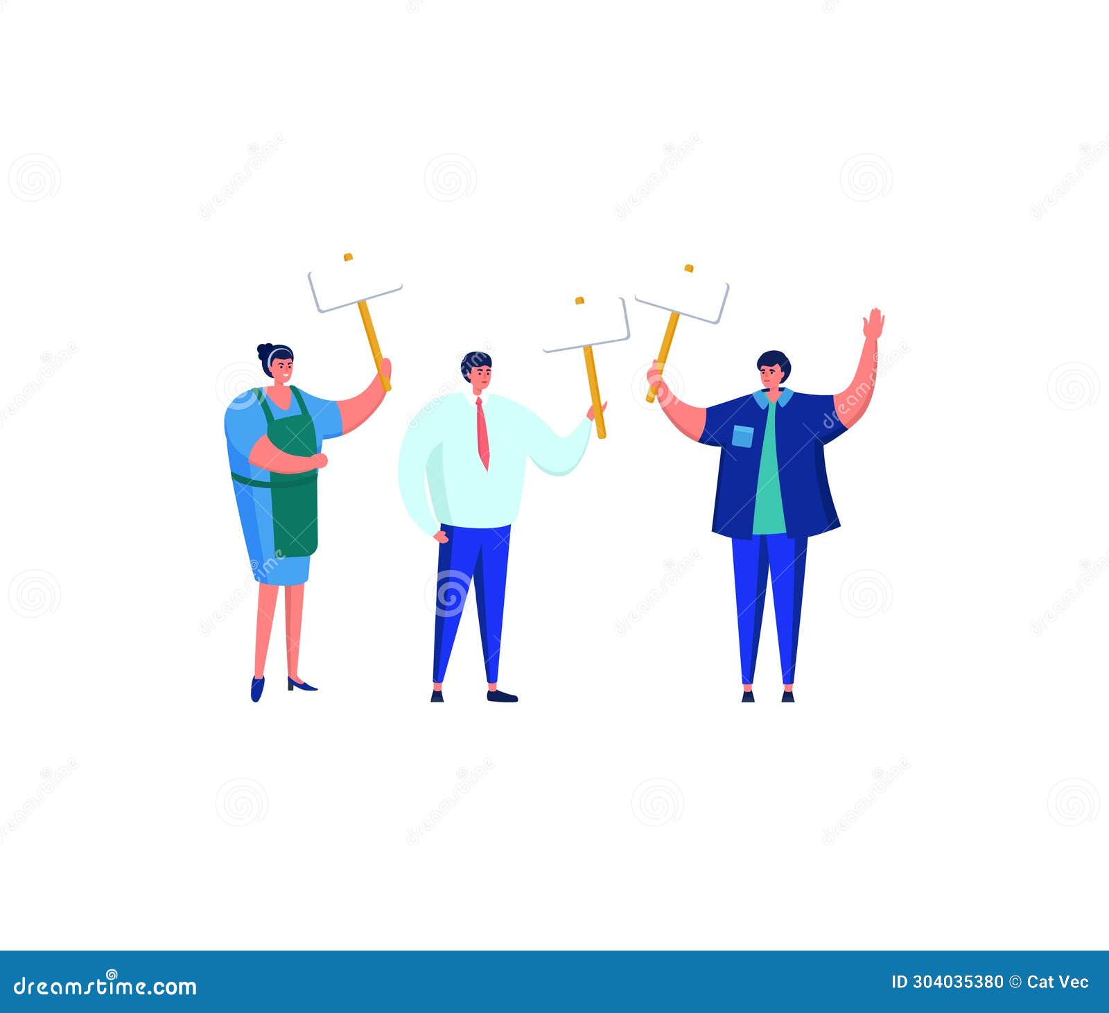 Three Cartoon People Holding Rollers with Paint. Artistic Team Working ...