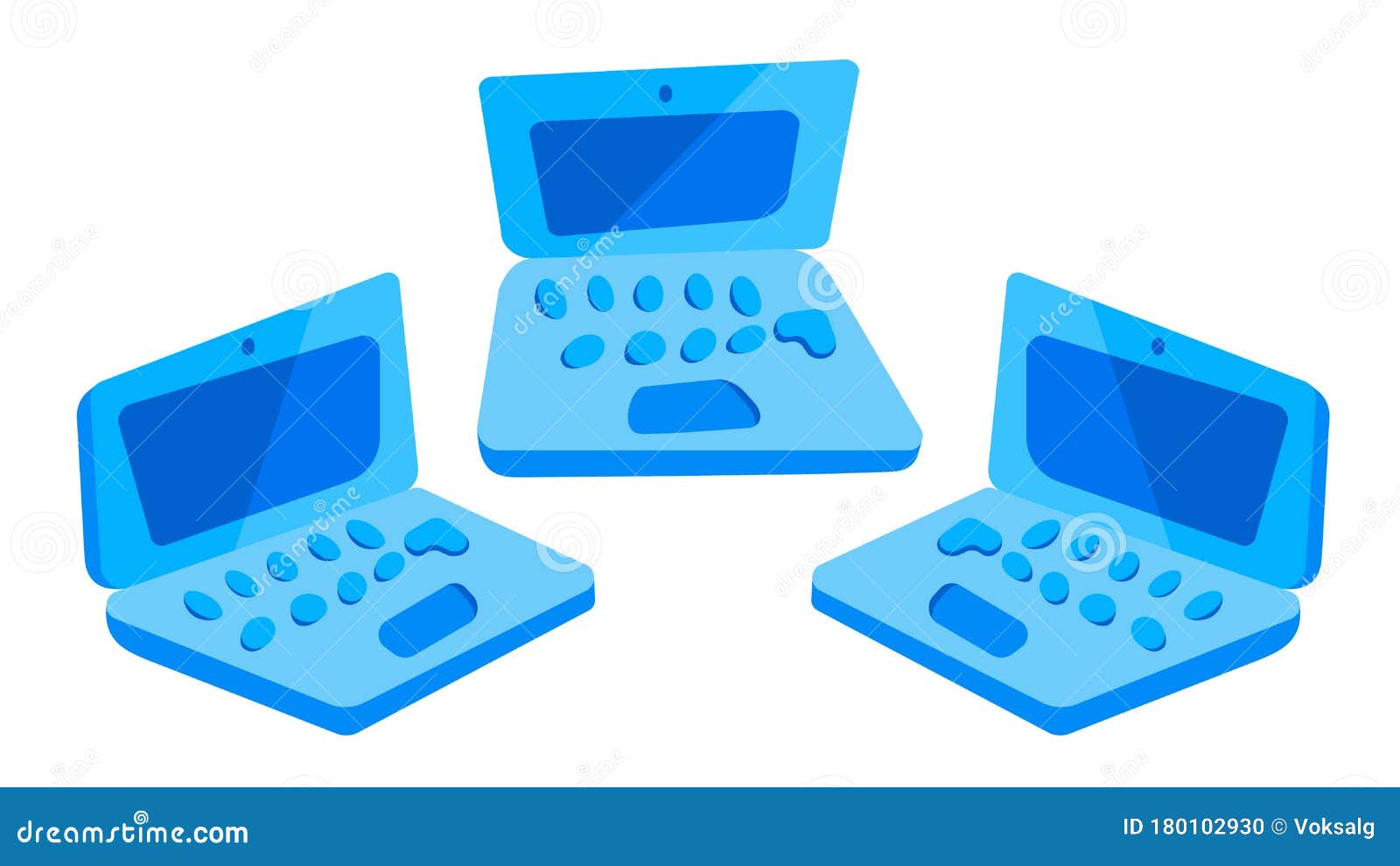 Three Cartoon-style Laptops in Different Angles Stock Vector ...
