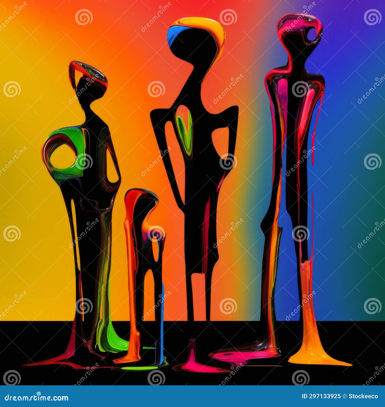 Abstract Sculptures: Standing Together Against a Colorful Background ...