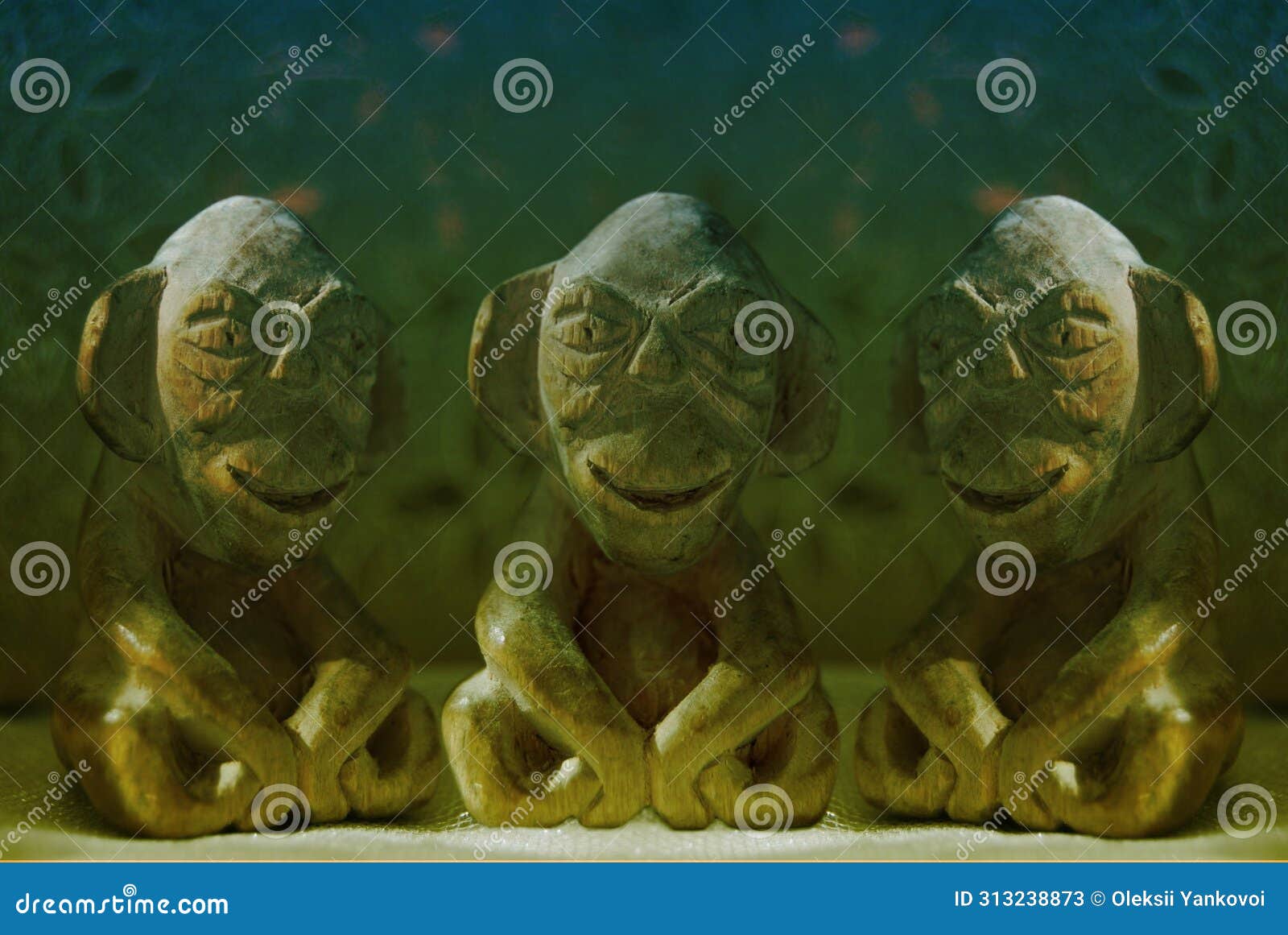 Three Carved Monkey Figurine. Stock Image - Image of specimen, manpower ...