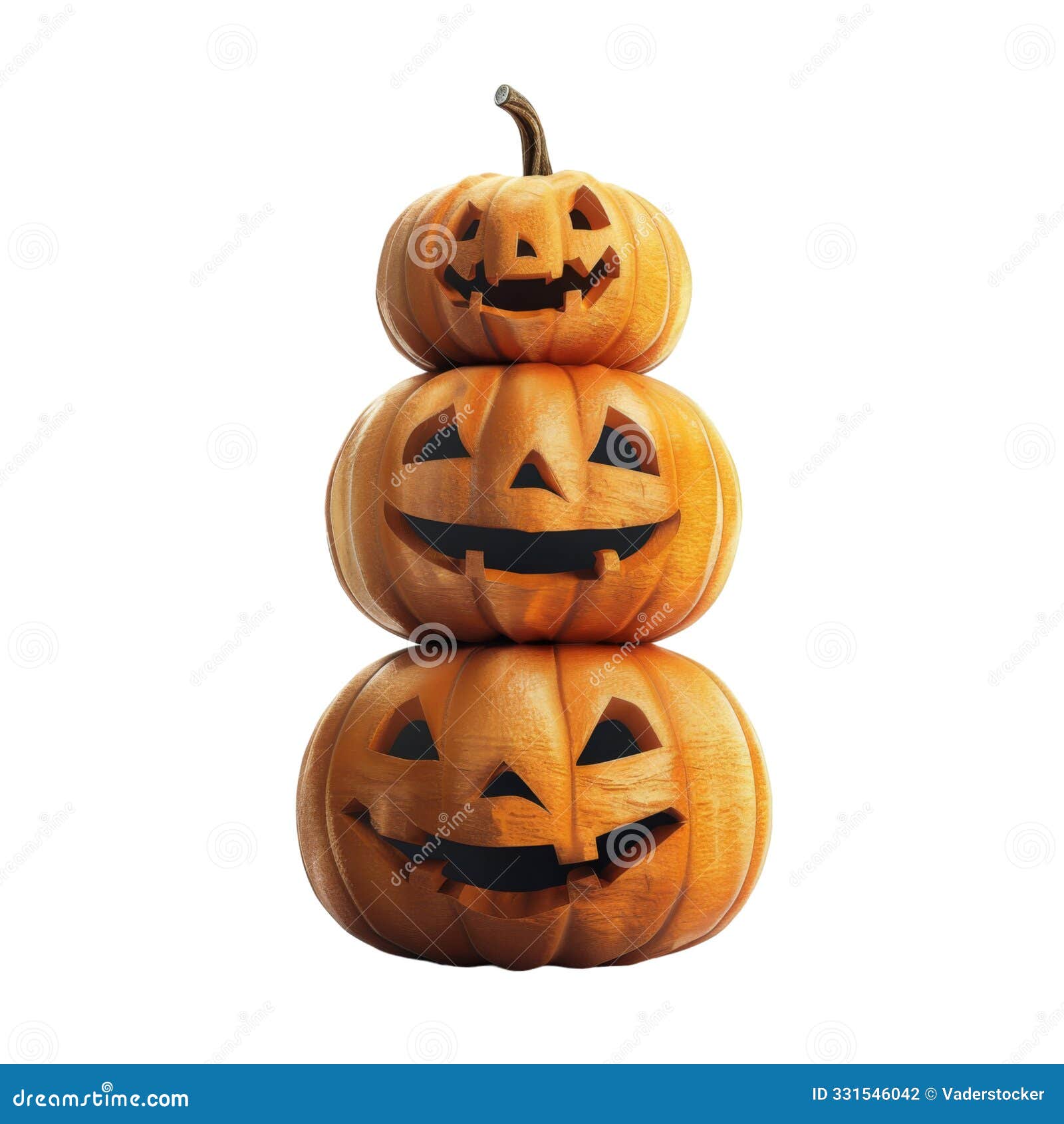 Three Carved Pumpkins Stacked on Top of Each Other Stock Illustration ...