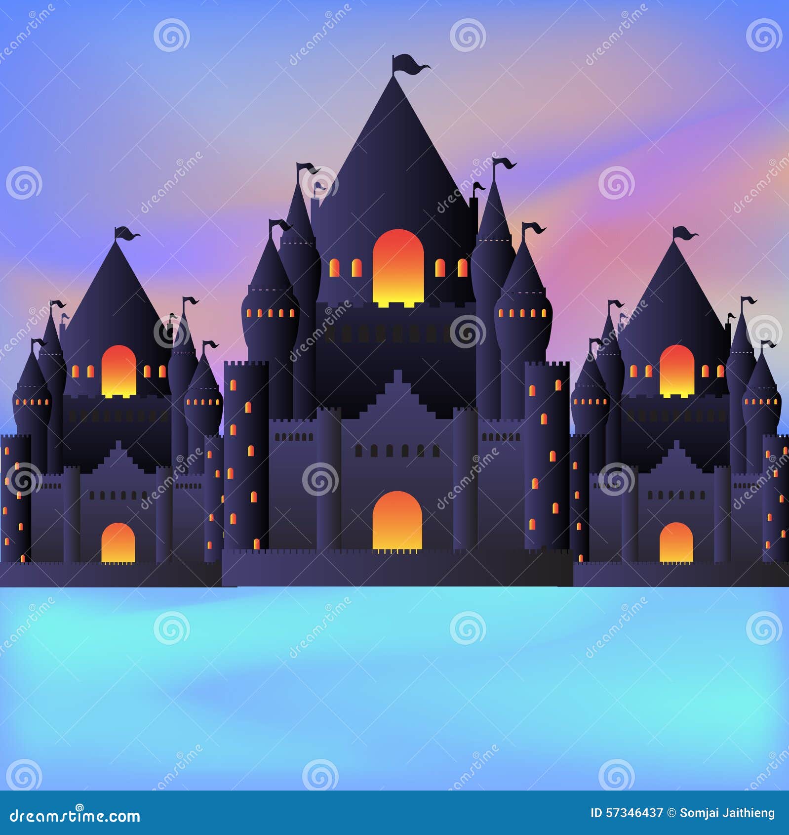 Three Castles at the Night Time Stock Vector - Illustration of house ...