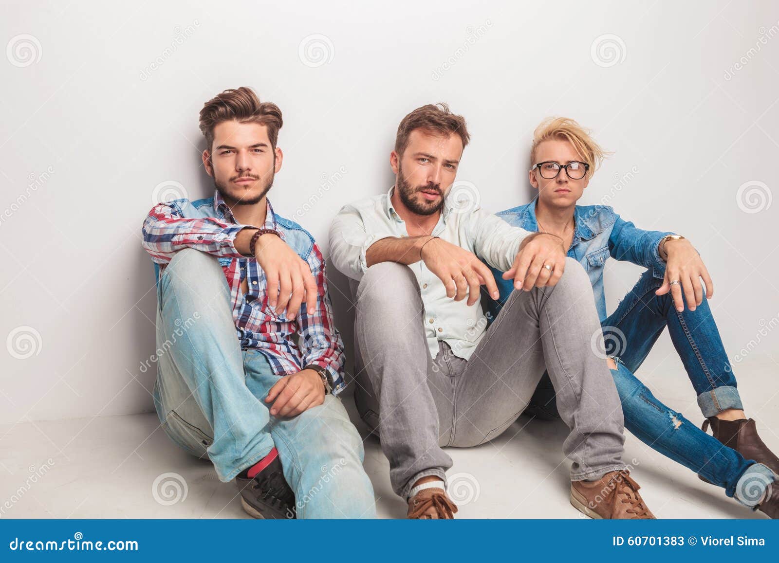 Three Casual Men Having a Break Stock Image - Image of male, hairstyle ...