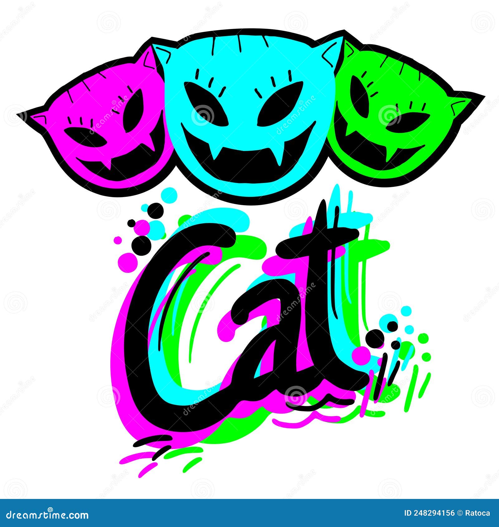 Three cat stock vector. Illustration of eslogam, three - 248294156