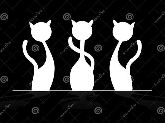 Three cats stock illustration. Illustration of background - 10762926