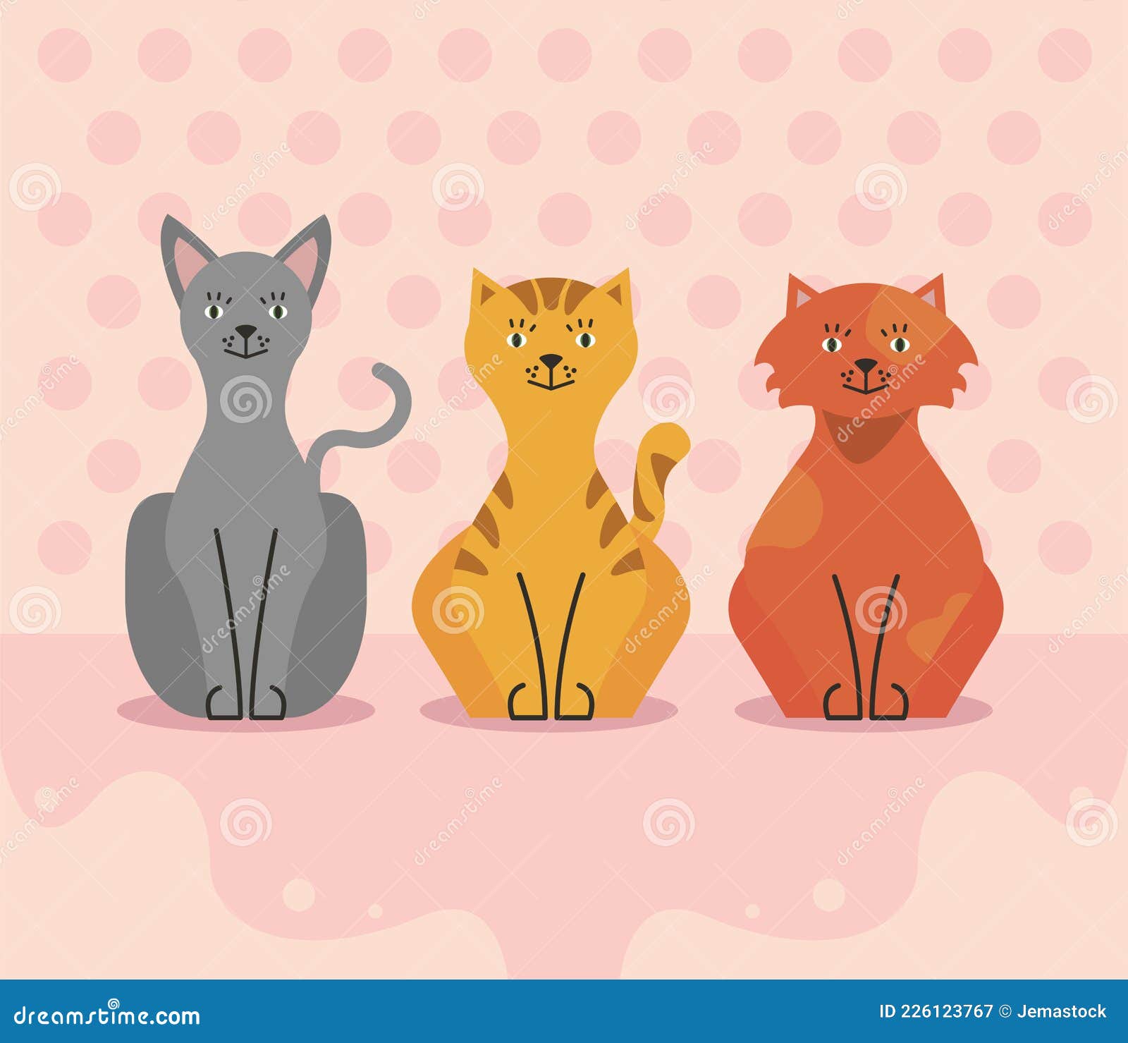 Three cats characters stock vector. Illustration of domestics - 226123767