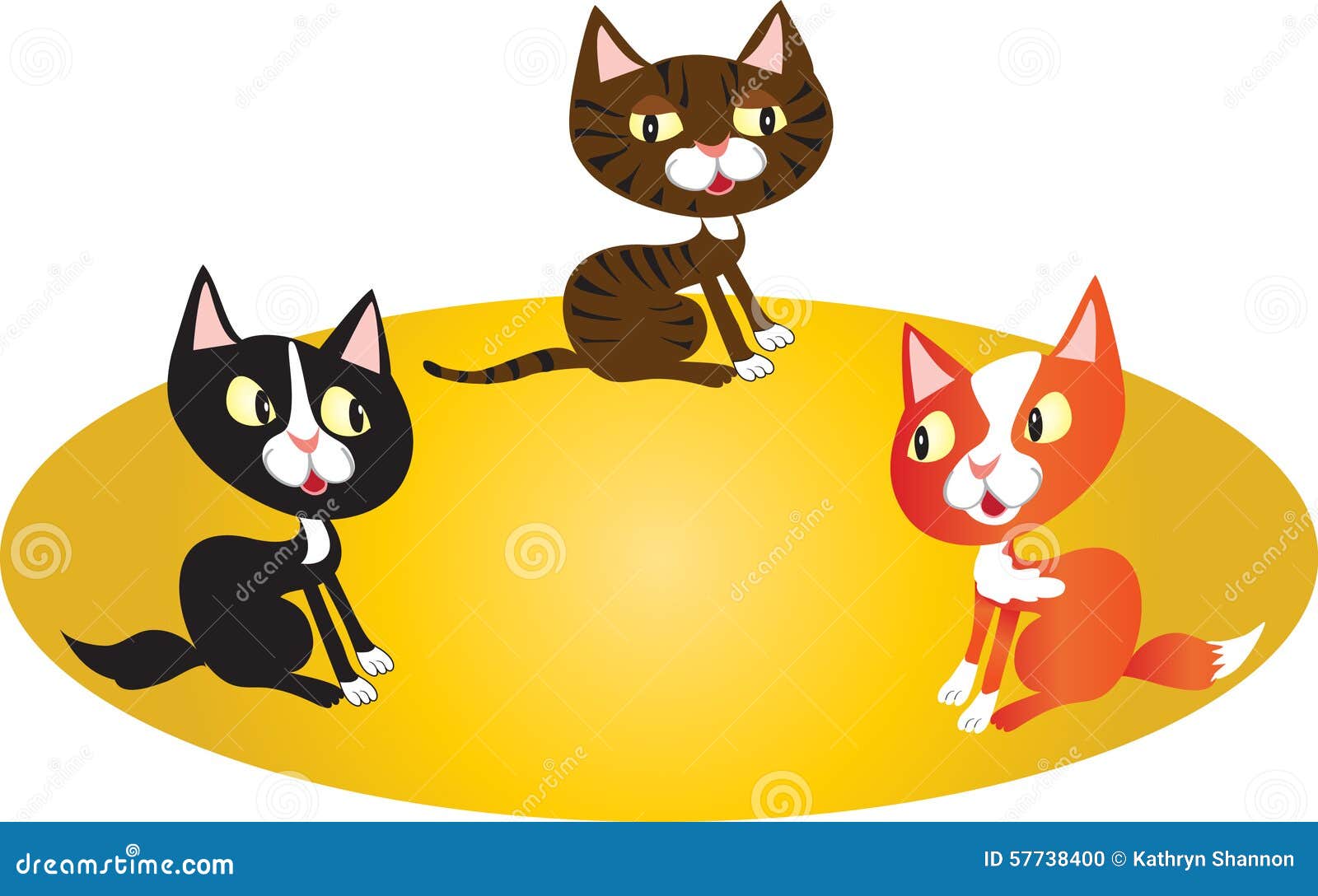 Three cats in a circle stock vector. Illustration of purring - 57738400