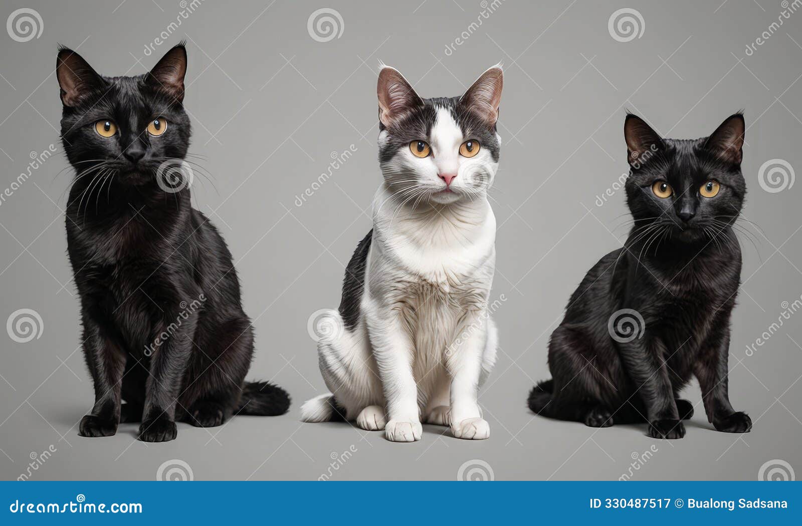 Three cats sitting side by stock illustration. Illustration of graphic ...