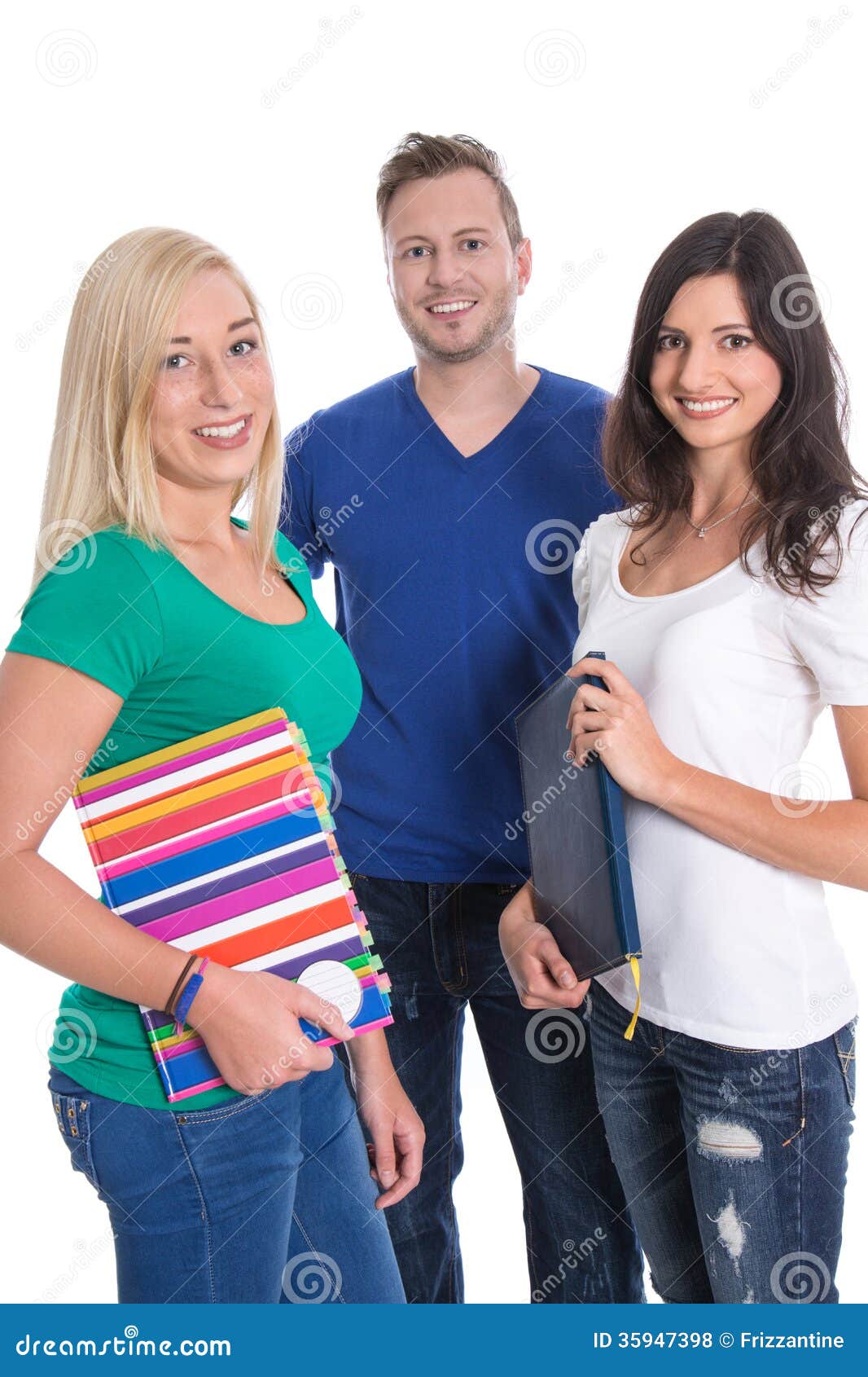 Three Caucasian Isolated People Like Students - Team, Teamwork. Stock ...