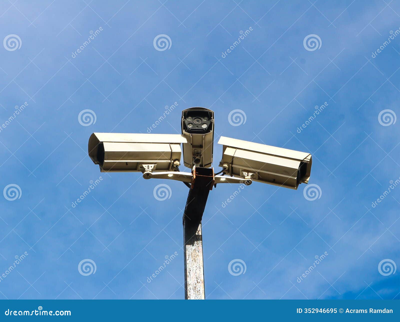 Three Cctv Security Cameras On The Street Pylon Royalty-Free Stock ...