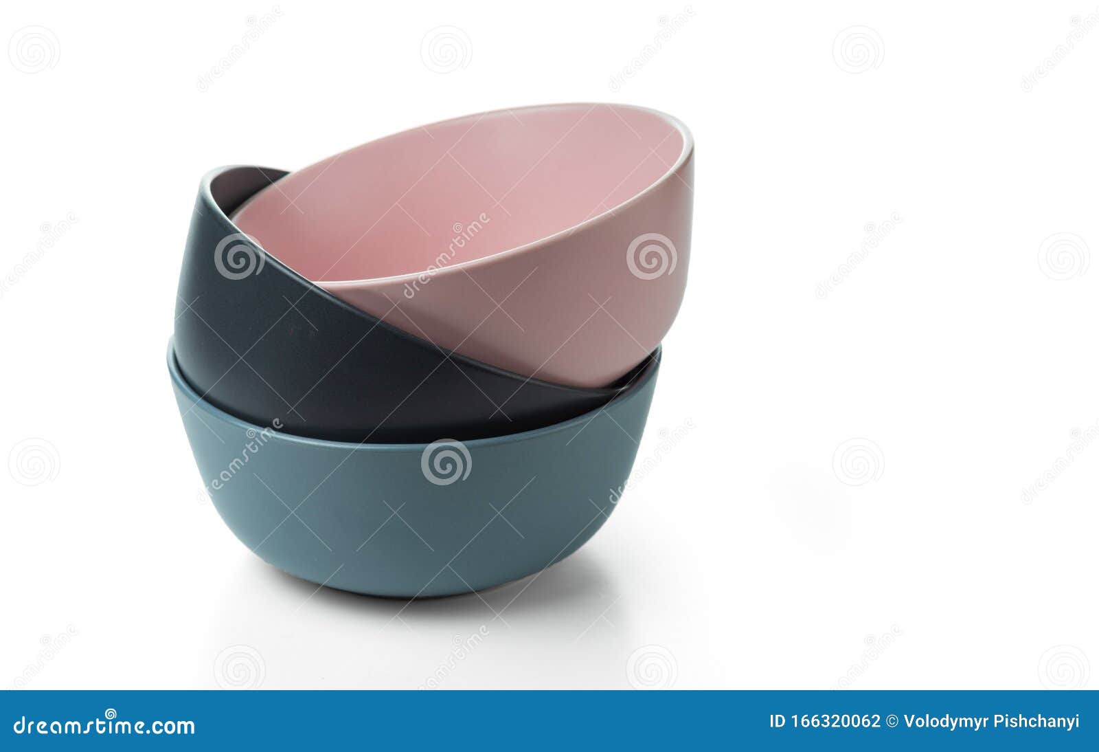 Three Ceramic Bowls of Different Colors in a Stack. Stock Photo - Image ...