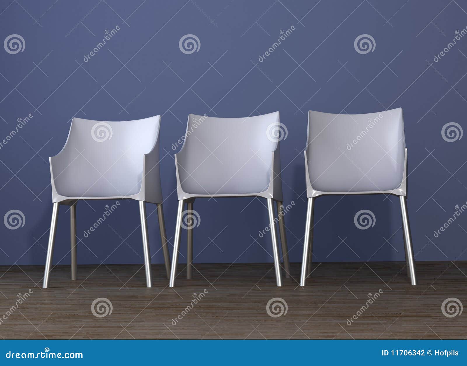 Three Chair To Face a Blank Wall Stock Illustration - Illustration of ...