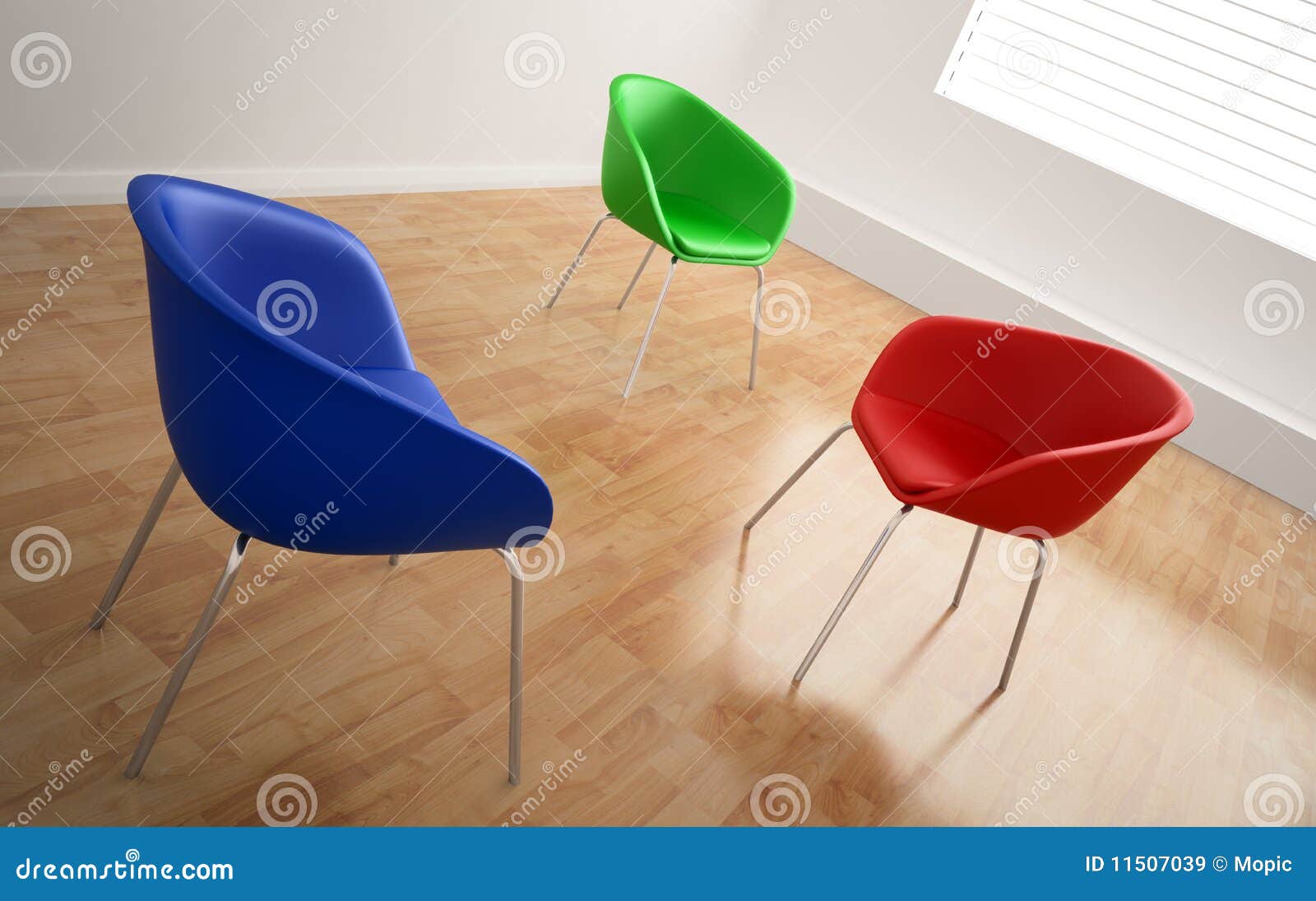 Three Chairs in an Empty Room Stock Illustration - Illustration of ...