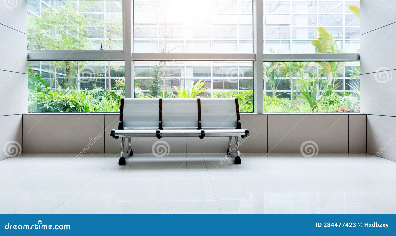 Three Chairs in Modern Building Stock Image - Image of floor, hallway ...