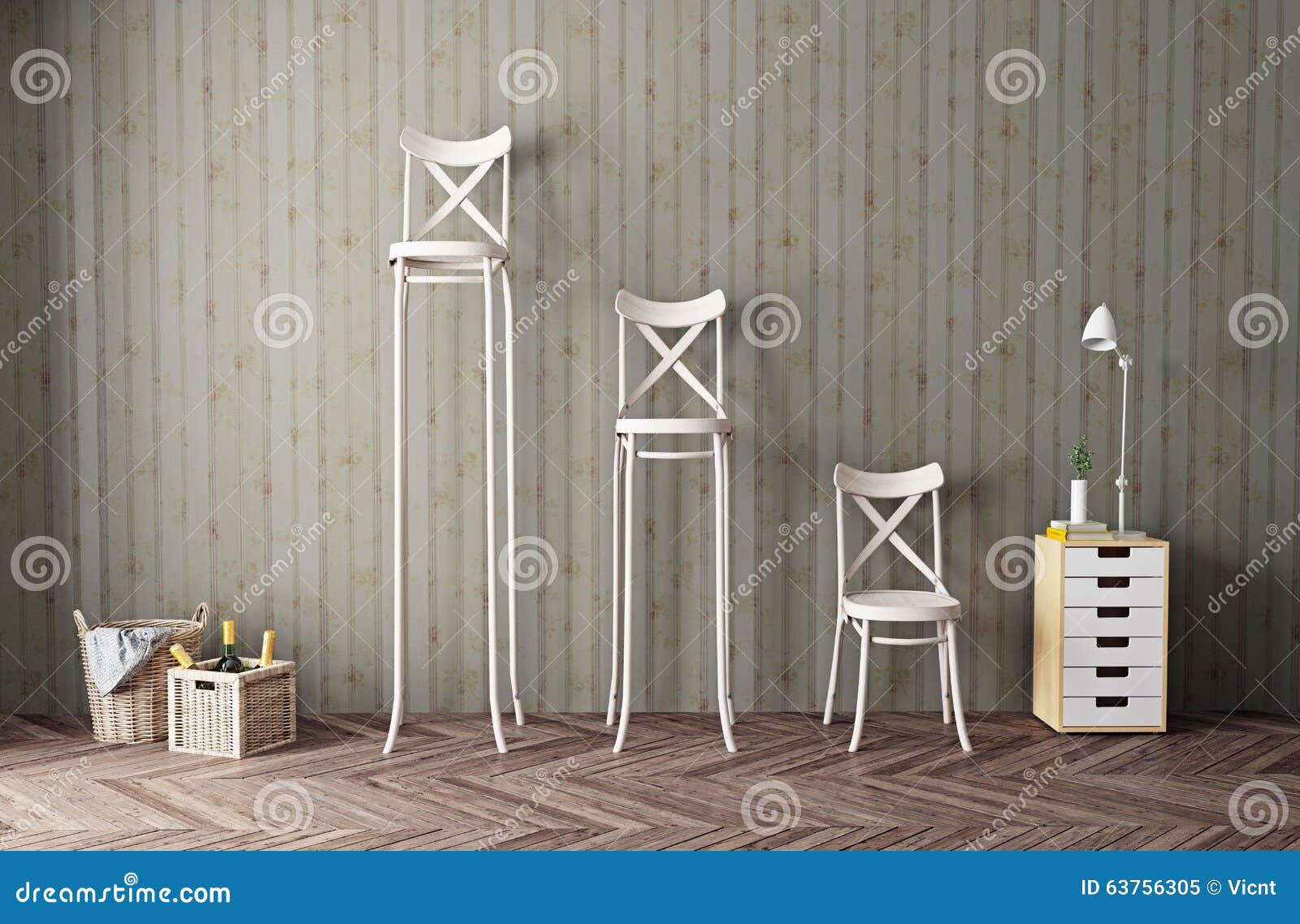 Three chairs stock illustration. Illustration of strange - 63756305