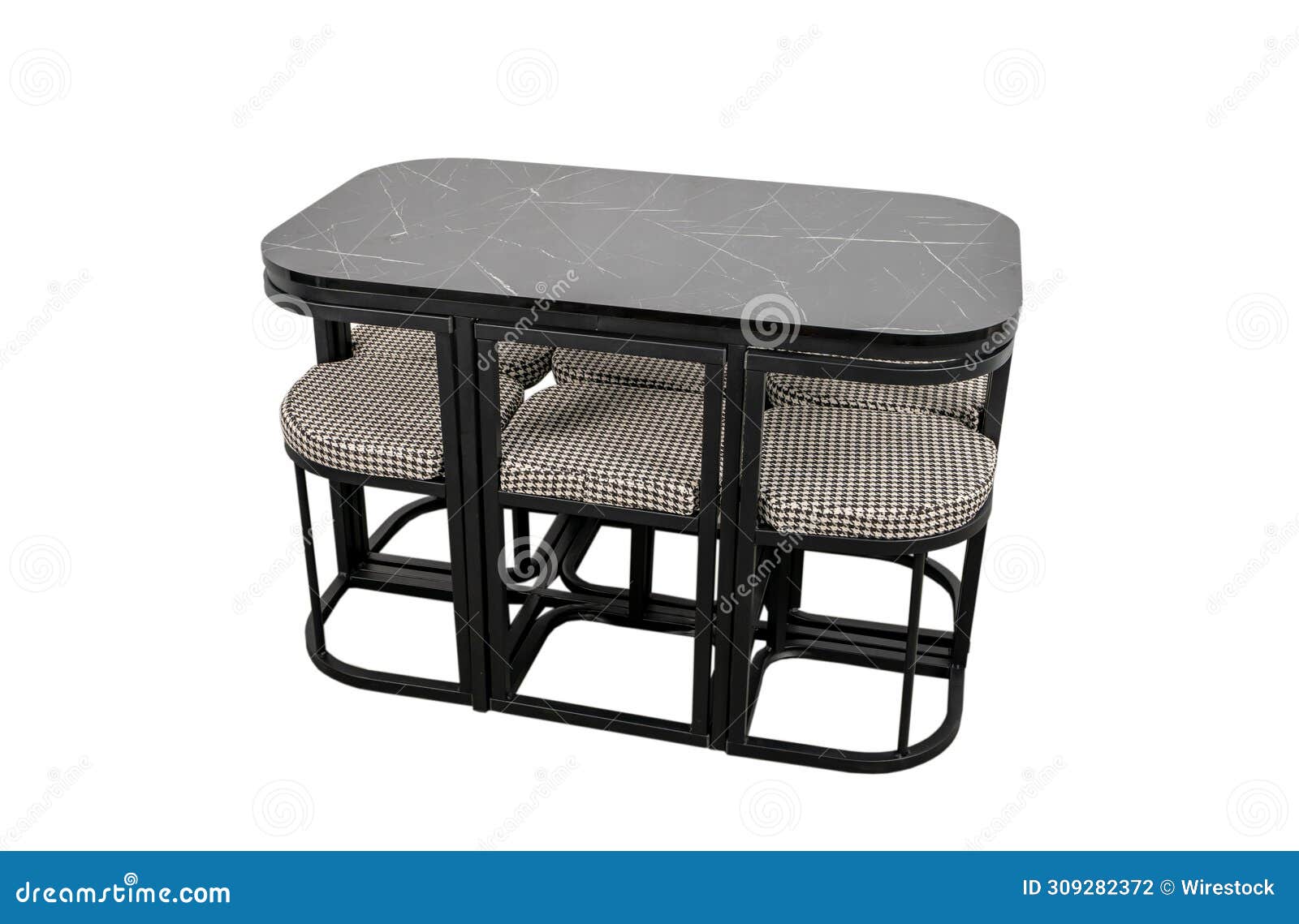 Three Chairs and a Table Sit on Top of the Table Stock Photo - Image of ...