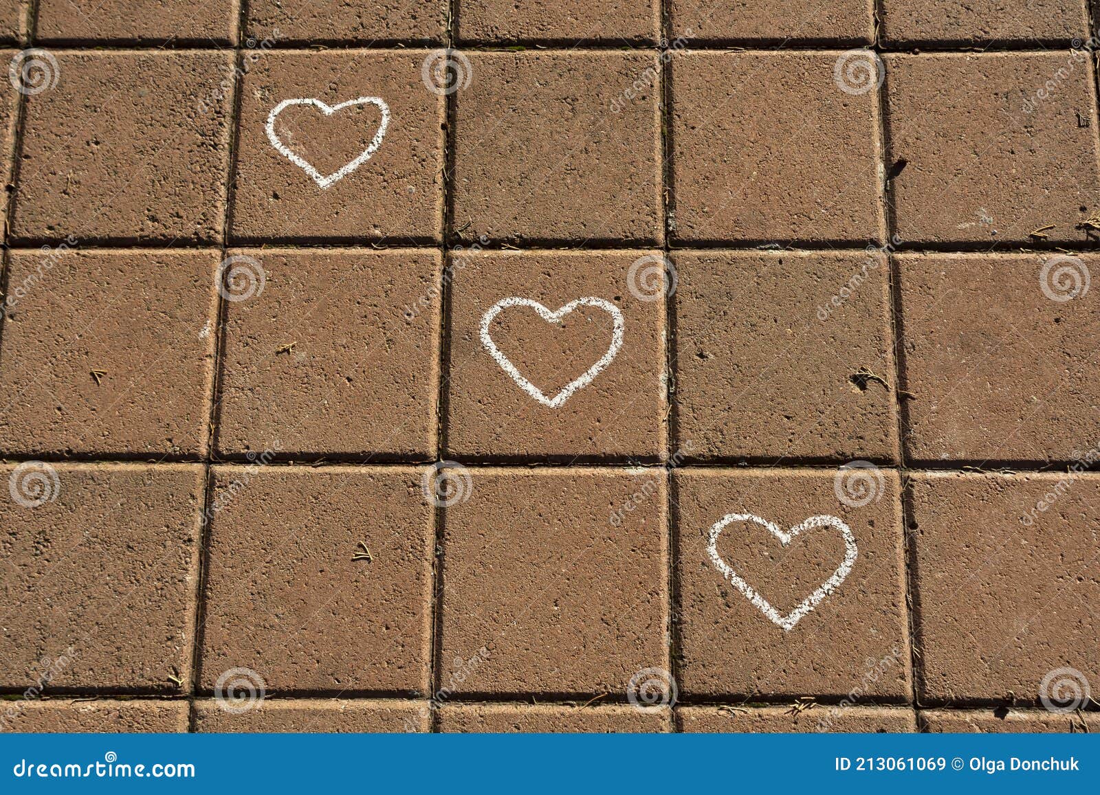 Three Chalk Hearts on Sidewalk Stock Image - Image of symbol, pavement ...