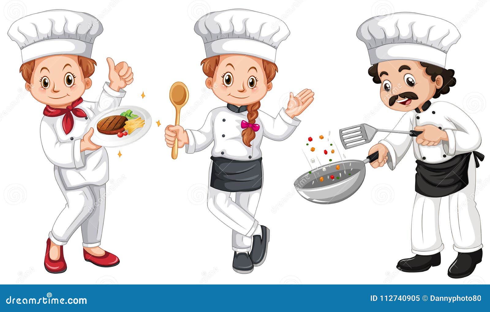 Three characters of chefs stock vector. Illustration of cook - 112740905 Three characters of chefs stock vector. Illustration of cook - 112740905