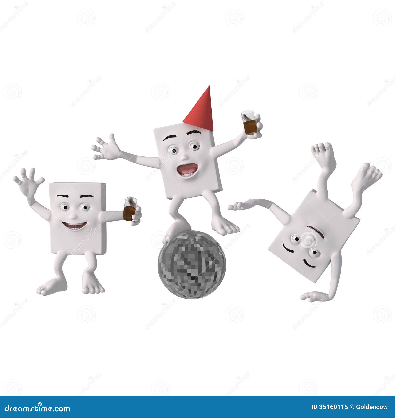 Three Characters at a Party Stock Illustration - Illustration of happy ...