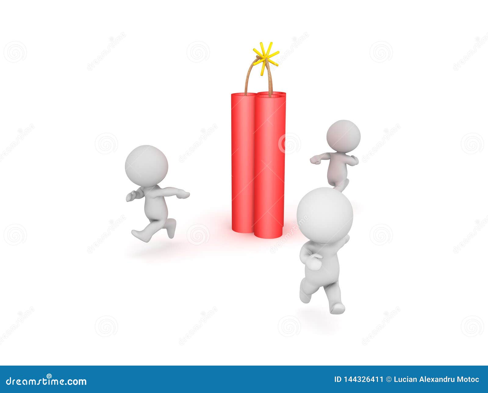 Three Characters Running Away From Dynamite Bomb Royalty-Free Stock ...