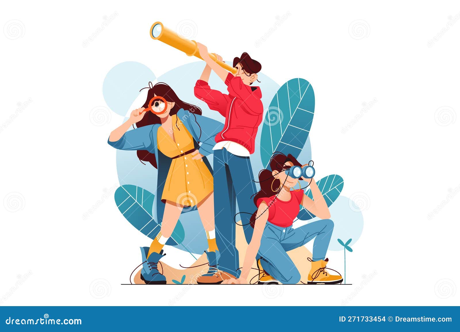 Three Characters Searching for Something Stock Vector - Illustration of ...