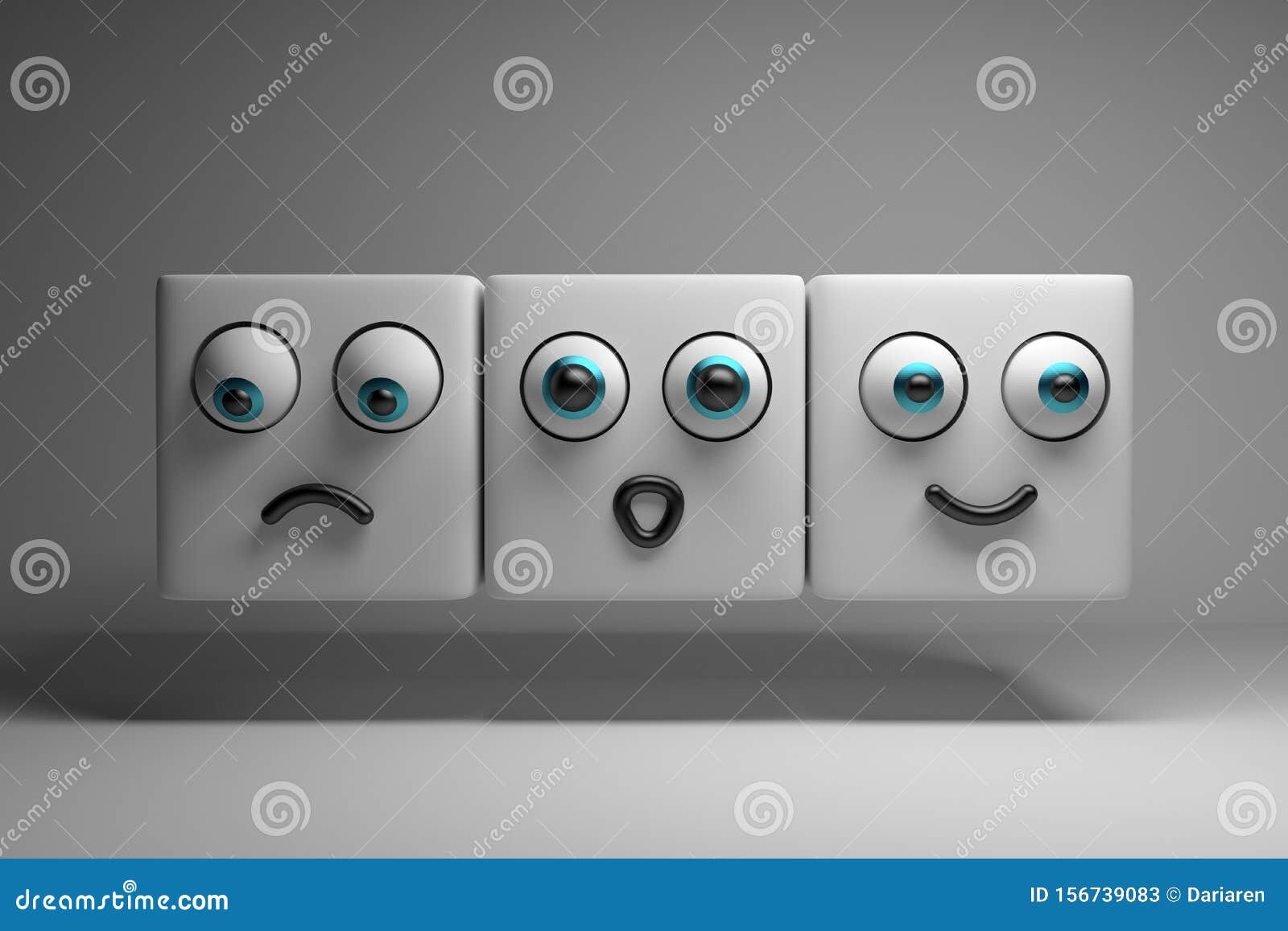 Three Characters Showing Emotions Stock Illustration - Illustration of ...
