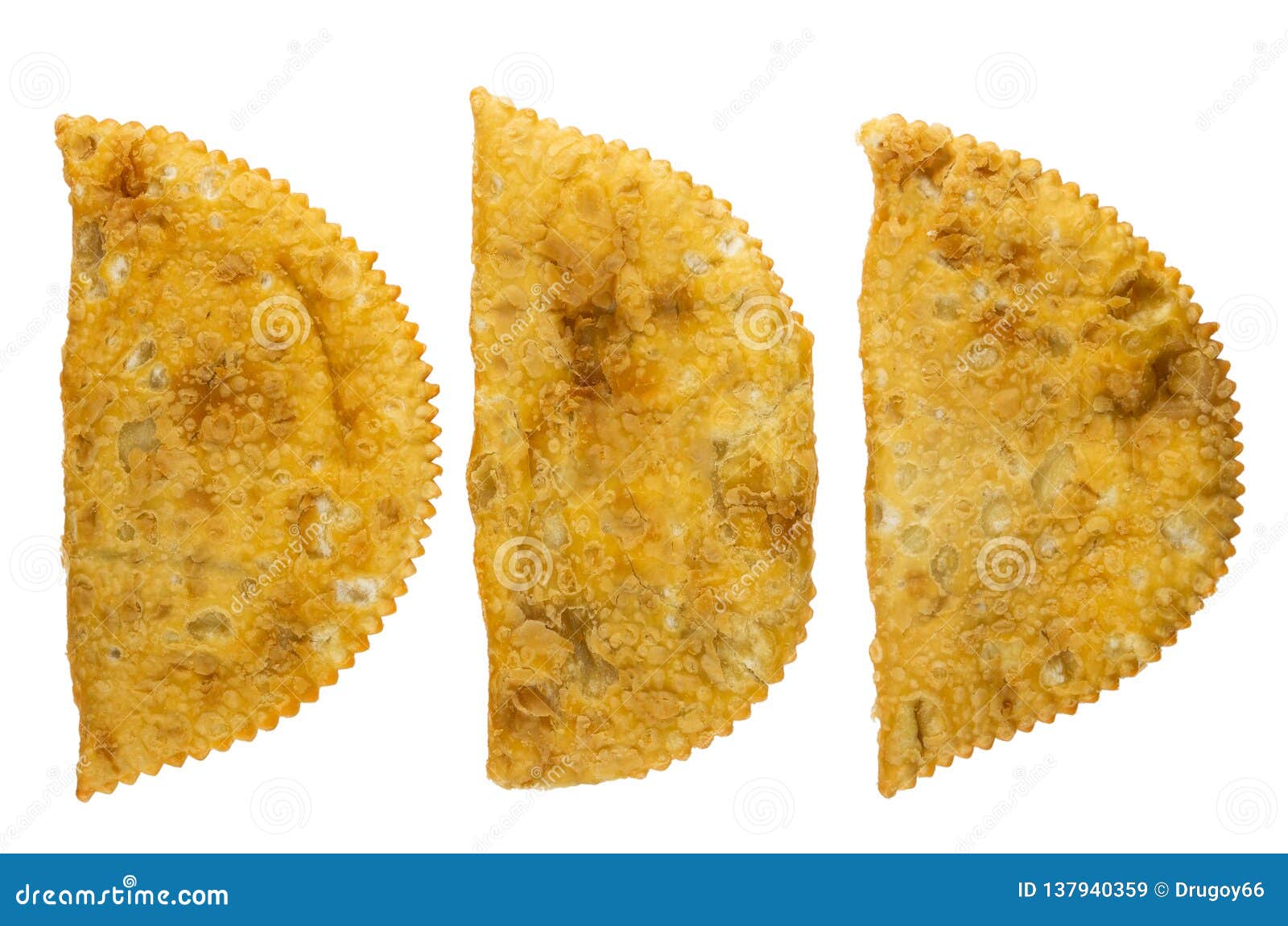 Three Cheburek Isolated on White. Top View Stock Image - Image of ...