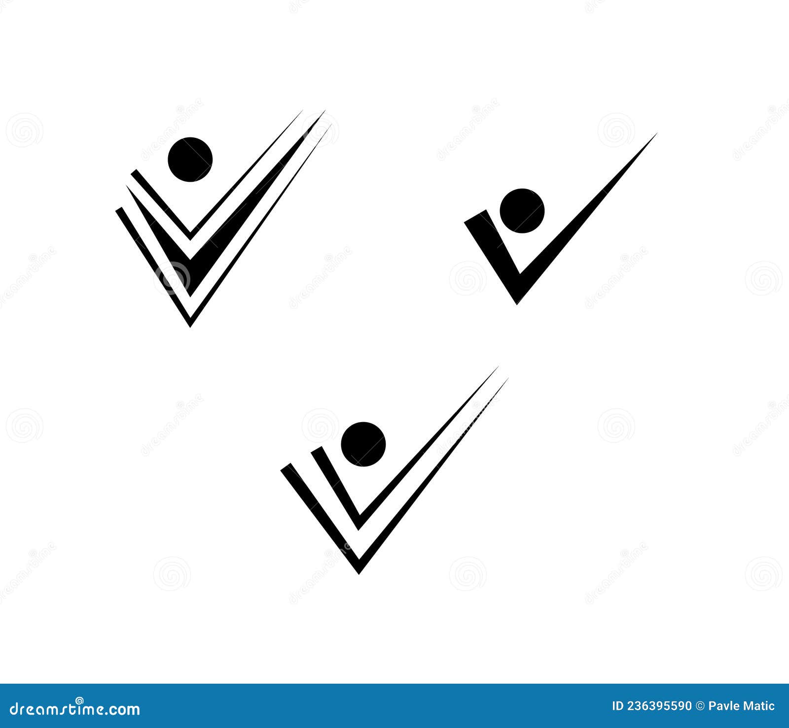 Three Checkmark Tick Icons Silhouette on White Stock Vector ...
