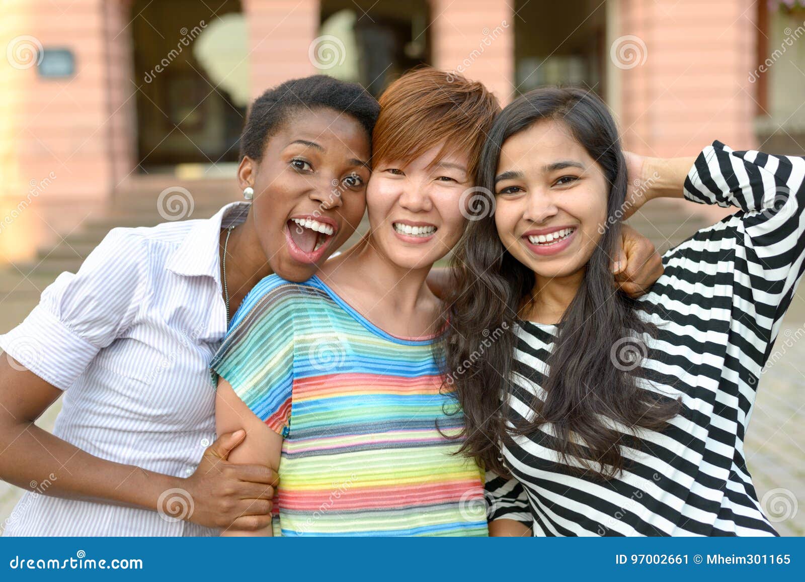 Three Cheerful Multicultural Women Posing Together Stock Image - Image ...