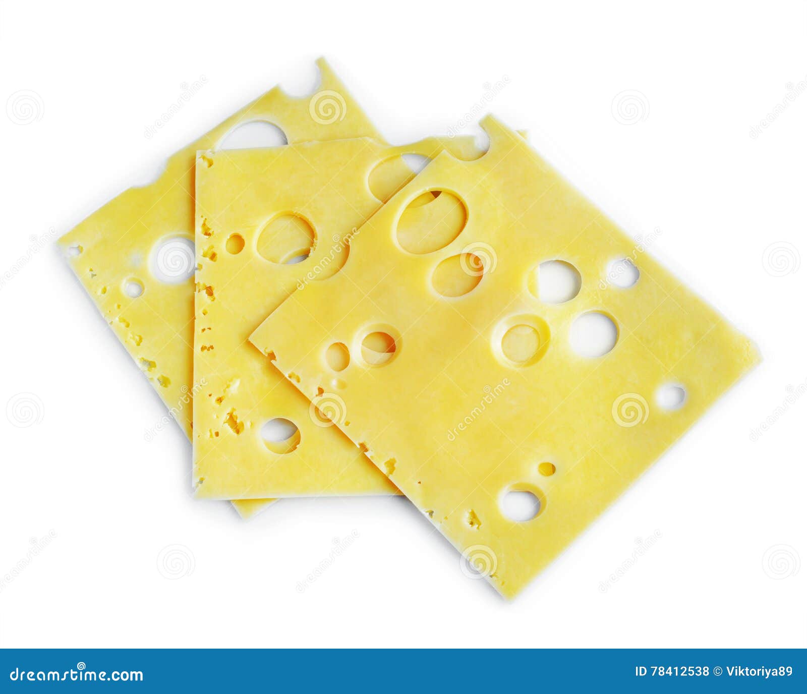 Three cheese slices stock photo. Image of delicious, isolated - 78412538