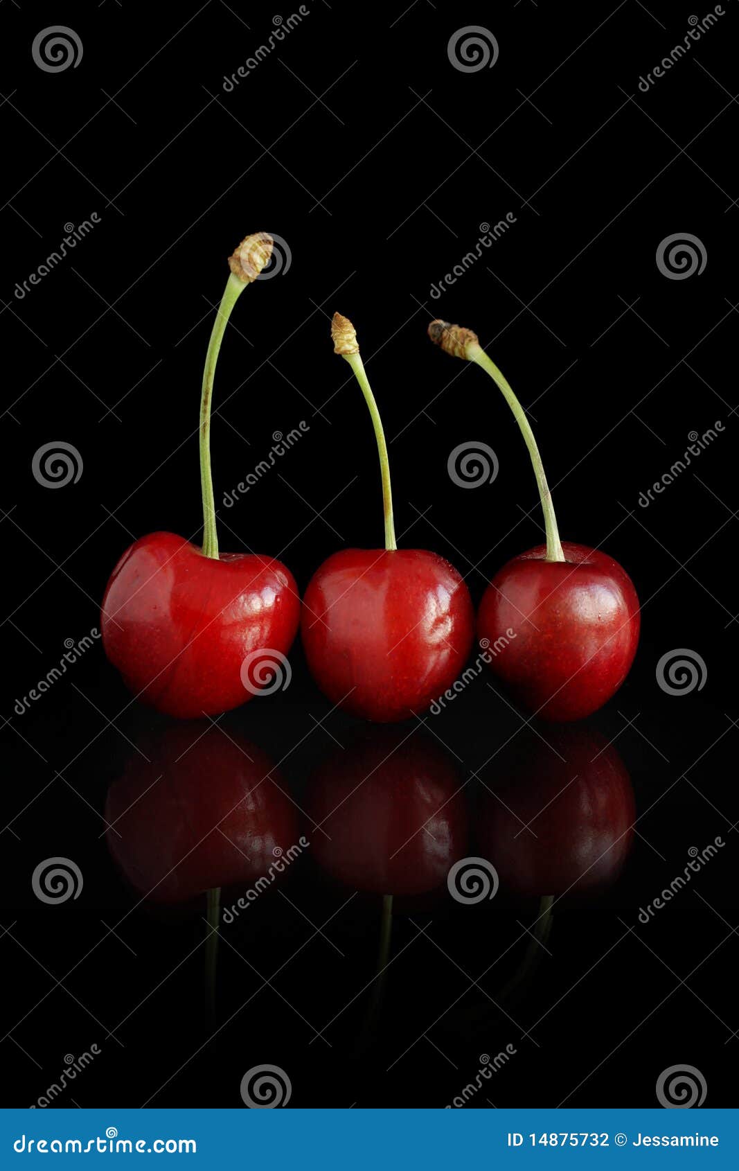 Three cherries stock photo. Image of reflection, sweet - 14875732