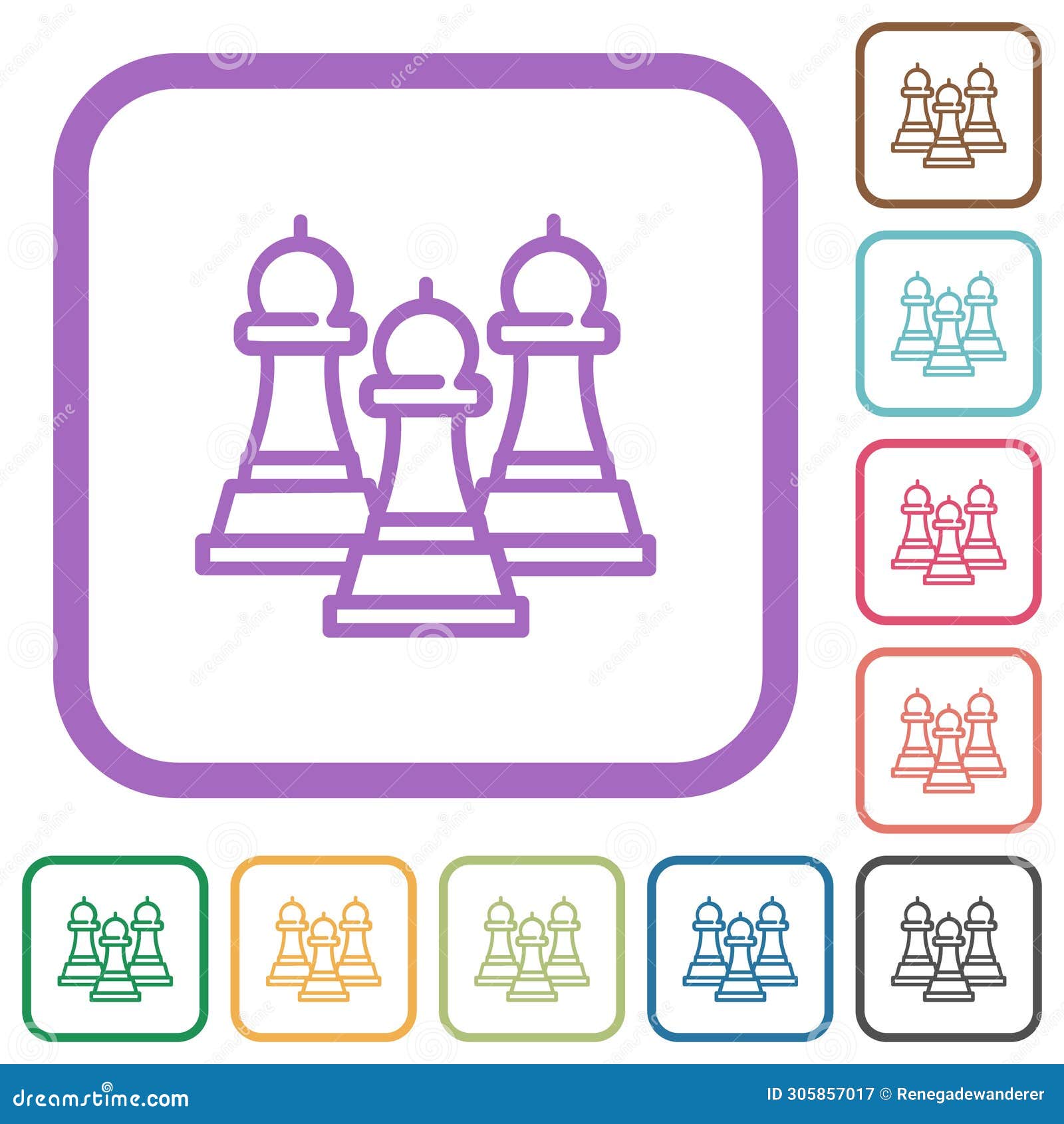 Three Chess Bishops Outline Simple Icons Cartoon Vector | CartoonDealer ...