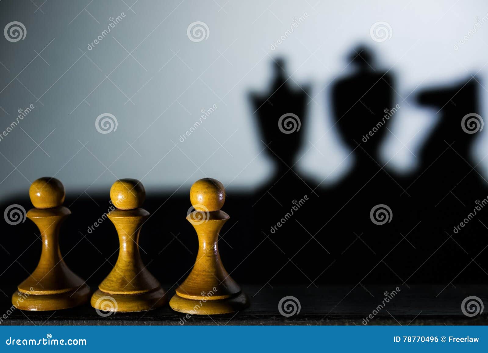 Three Chess Pawn Casting Queen King and Knight Shadow in Dark Concept ...