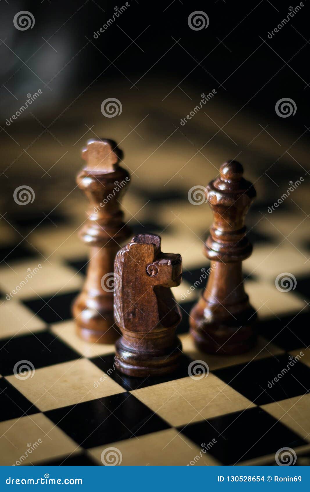 Three chess pieces stock photo. Image of battle, competition - 130528654