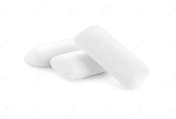 Three Chewing Gum Pieces on White Background Stock Photo - Image of ...