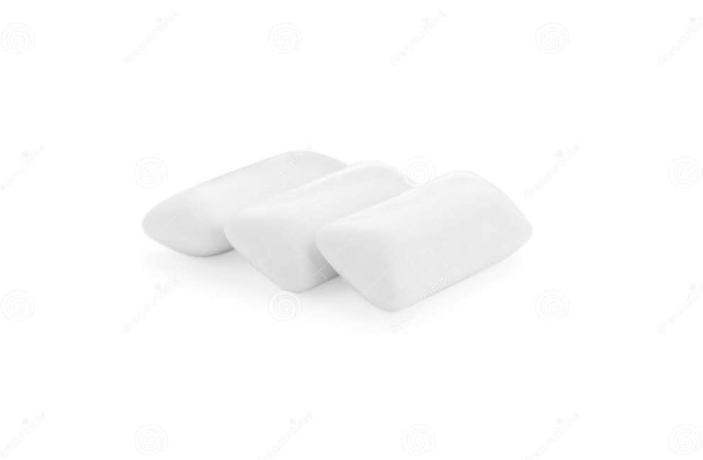 Three Chewing Gum Pieces on White Background Stock Image - Image of ...