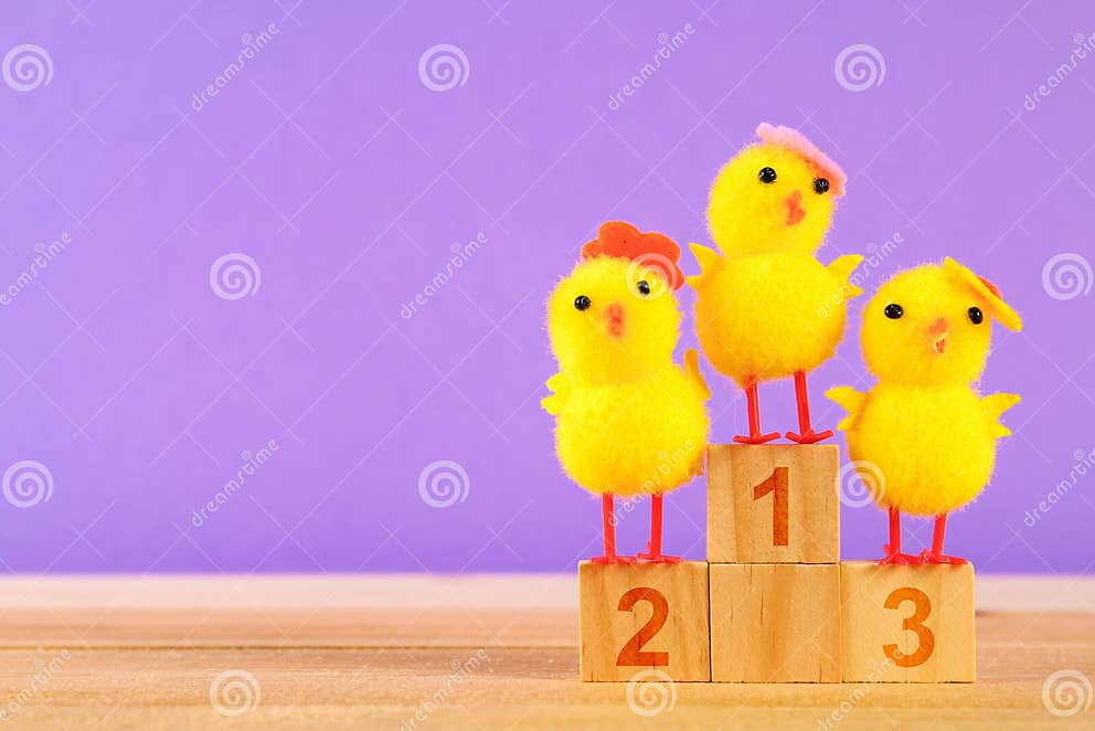 Three Chicken on a Pedestal. the First, Second and Third Place. Stock ...