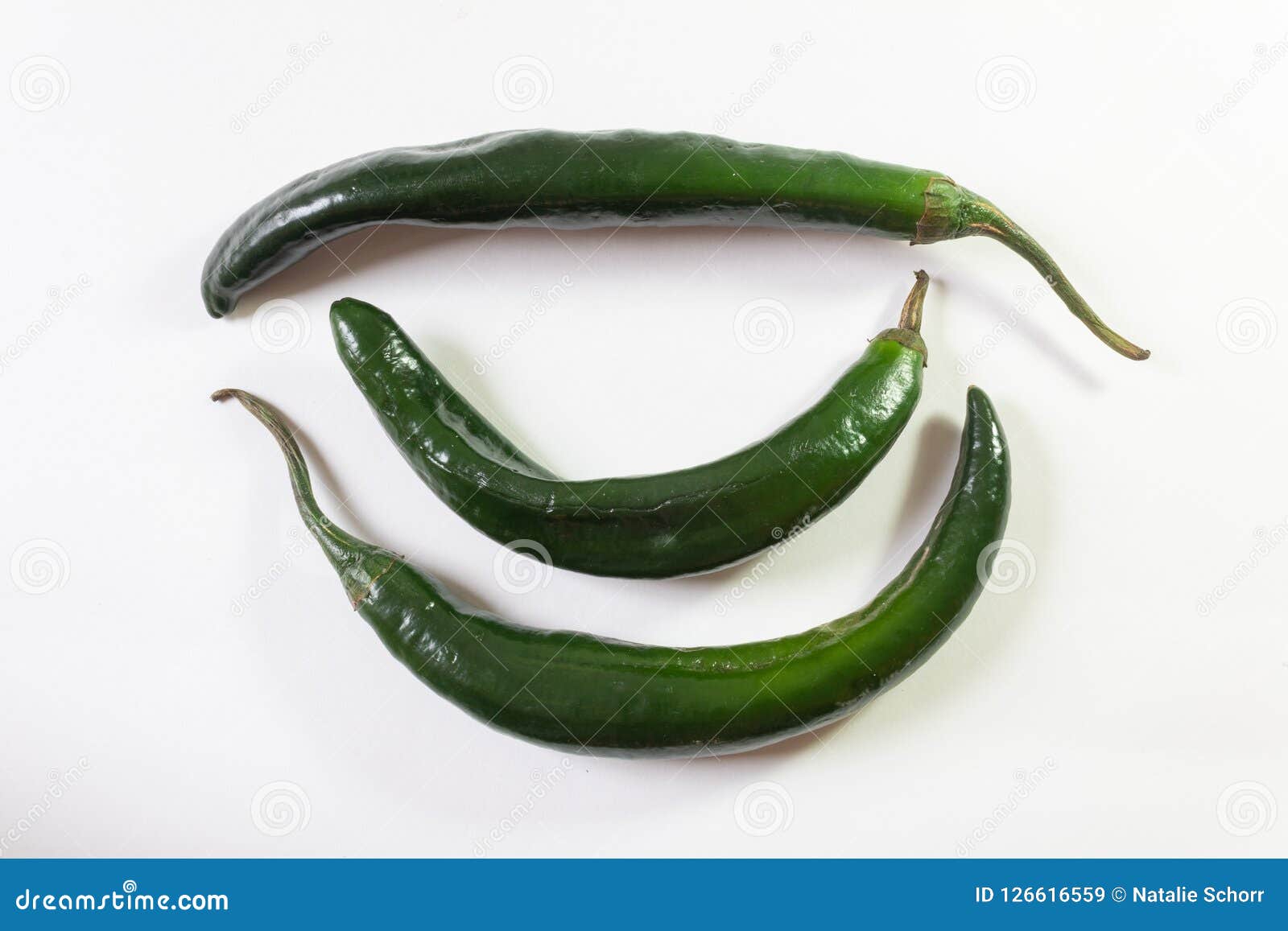 Three Chilaca Peppers, Overhead View, Isolated on White Stock Image ...