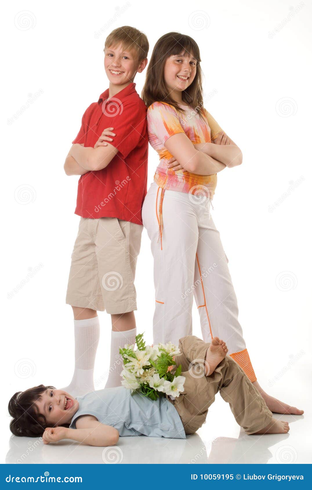 Three children stock image. Image of girls, isolated - 10059195