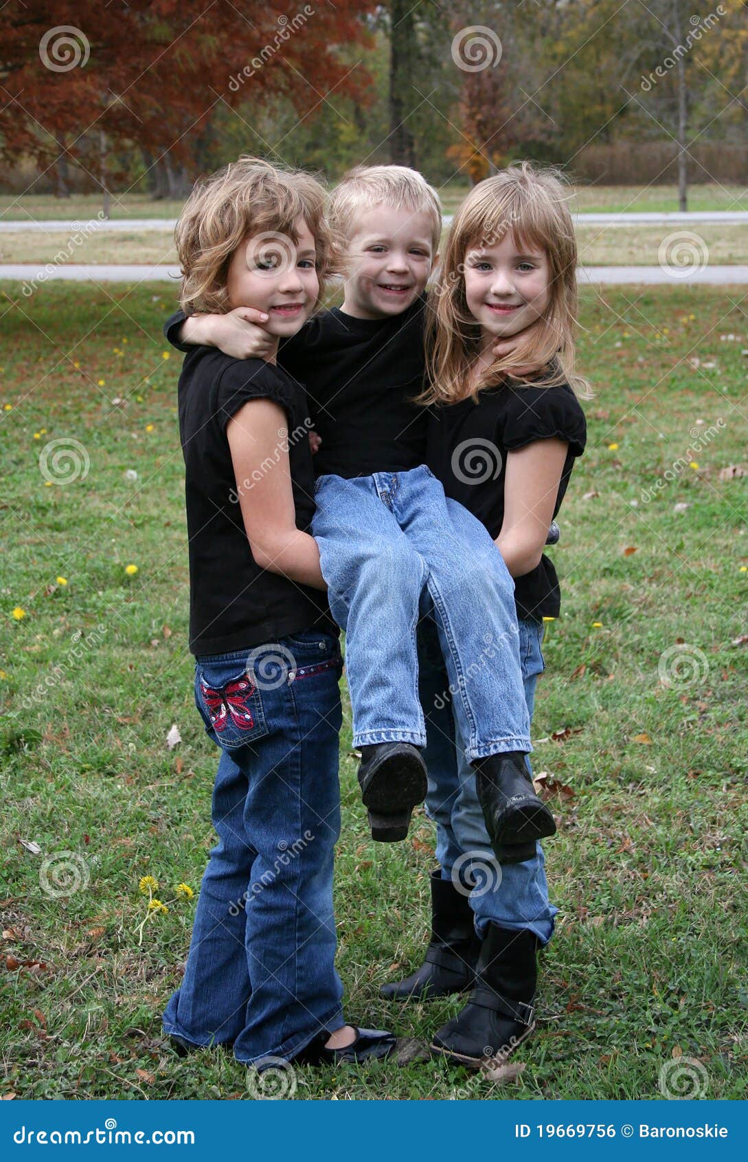 Three Children stock photo. Image of family, young, pose - 19669756