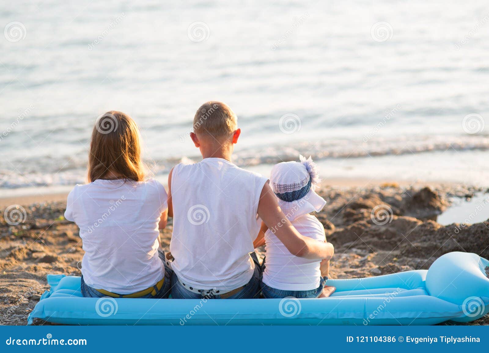 Three Children on the Beach Stock Photo - Image of family, sand: 121104386