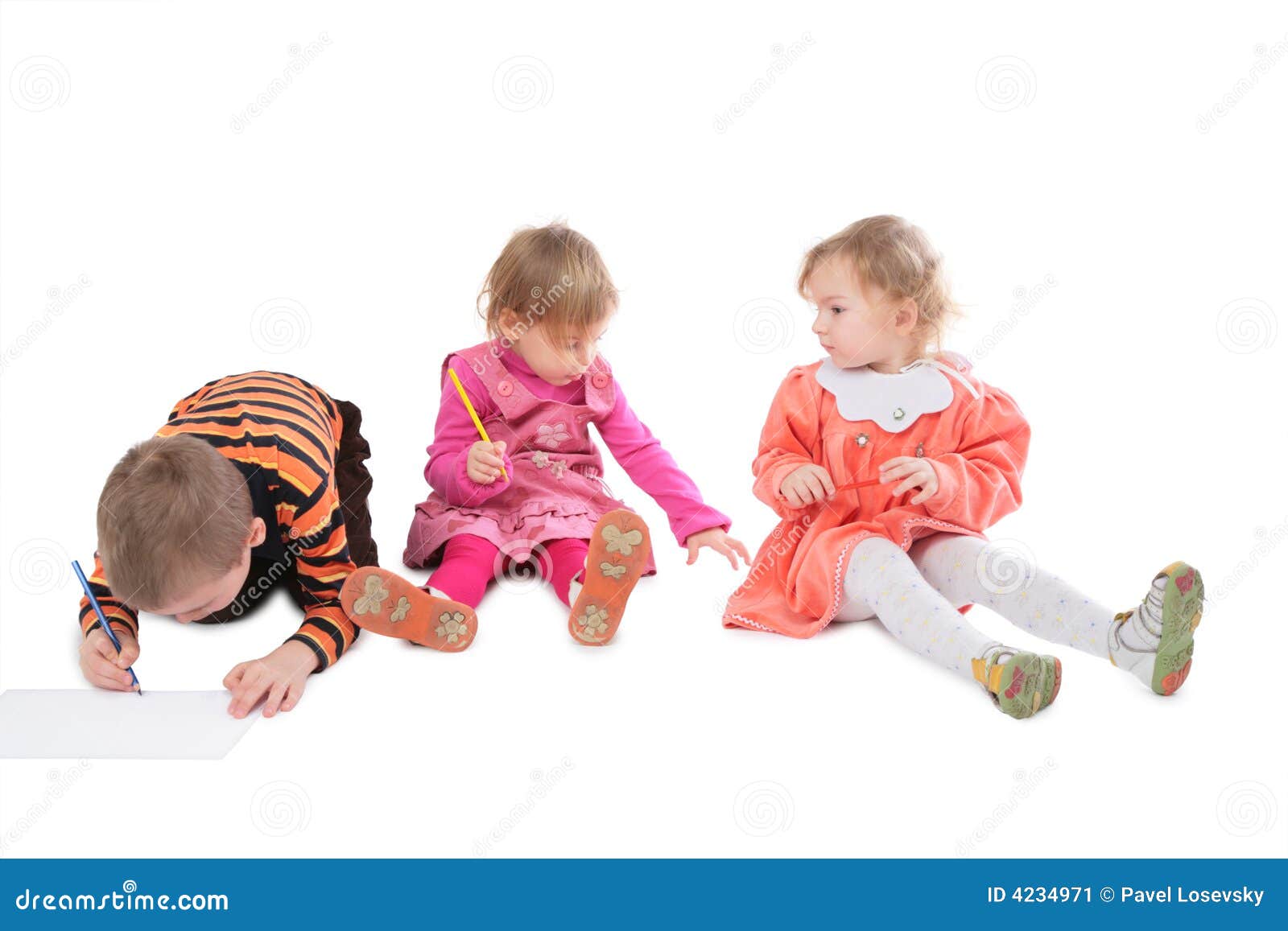 Three Children Drawing Royalty-Free Stock Photo | CartoonDealer.com ...
