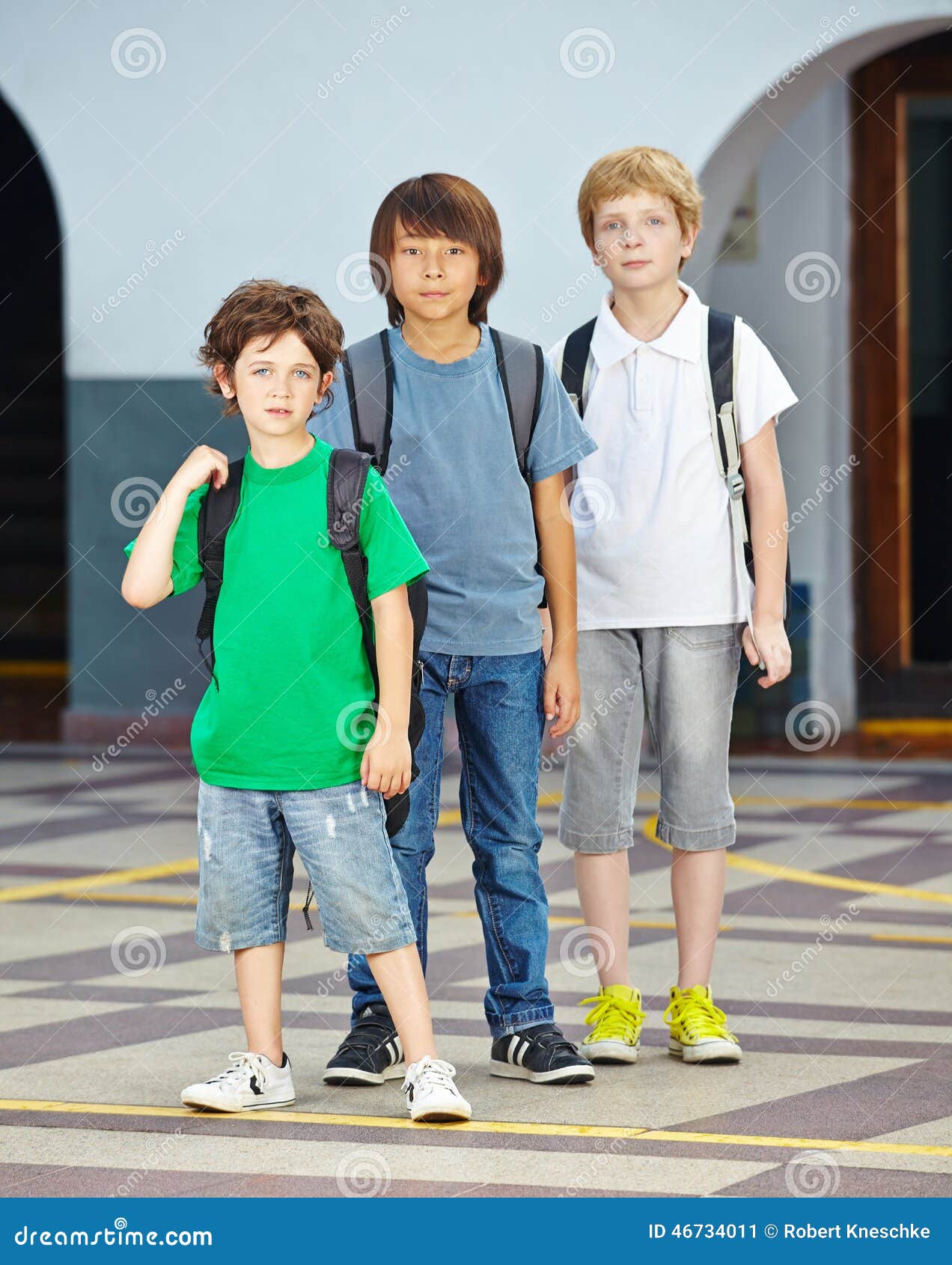 Three Children in Elementary School Stock Image - Image of students ...