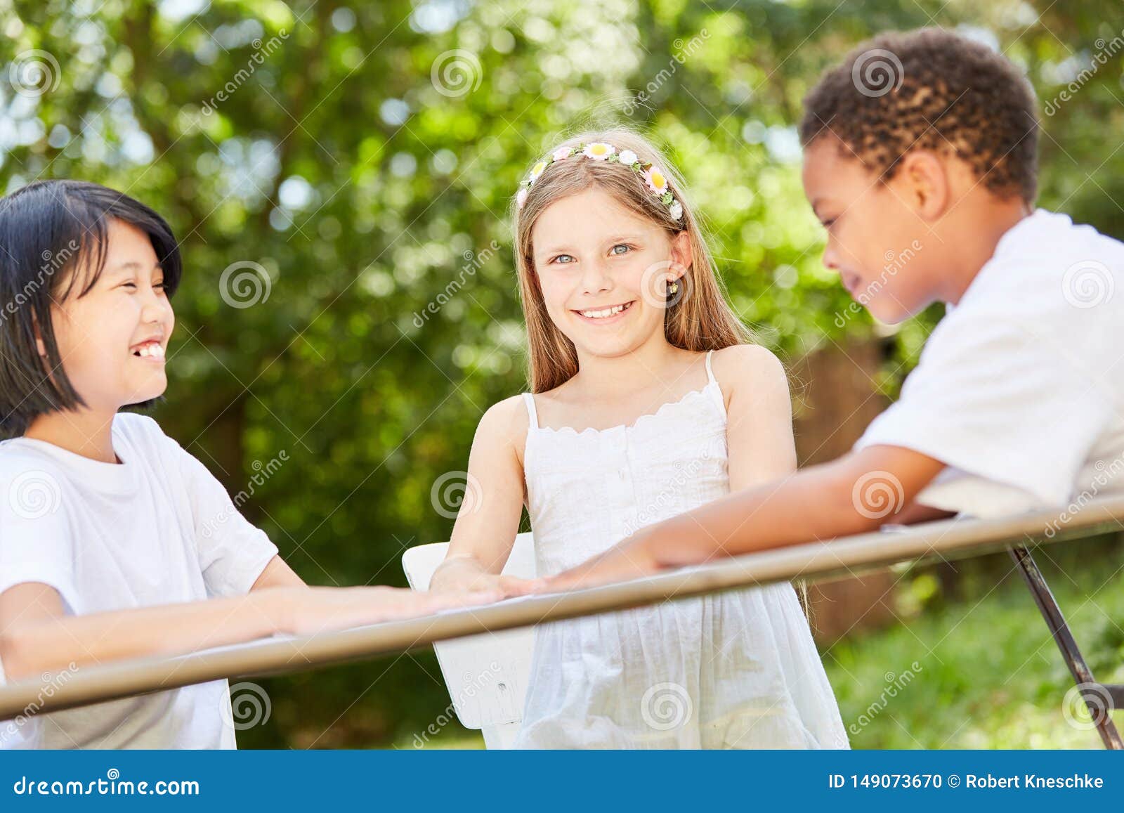 Three Children in the International Kindergarten Stock Photo - Image of ...