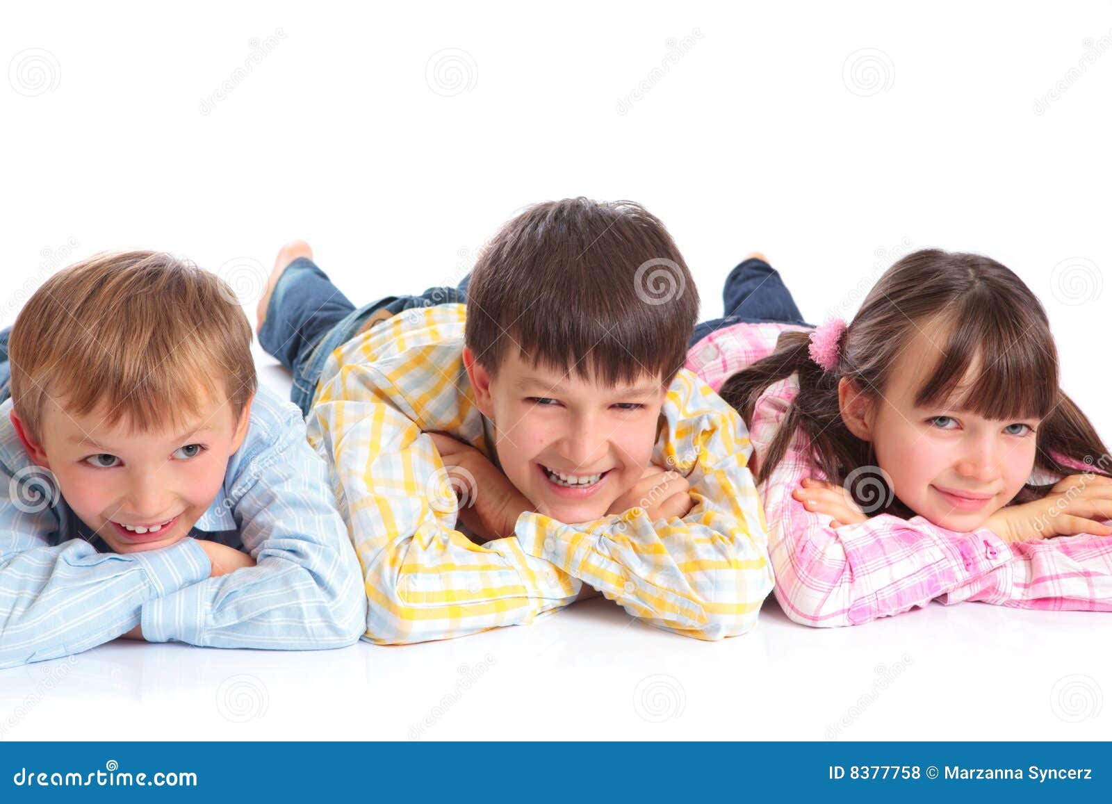 Three children smiling stock photo. Image of matching - 8377758
