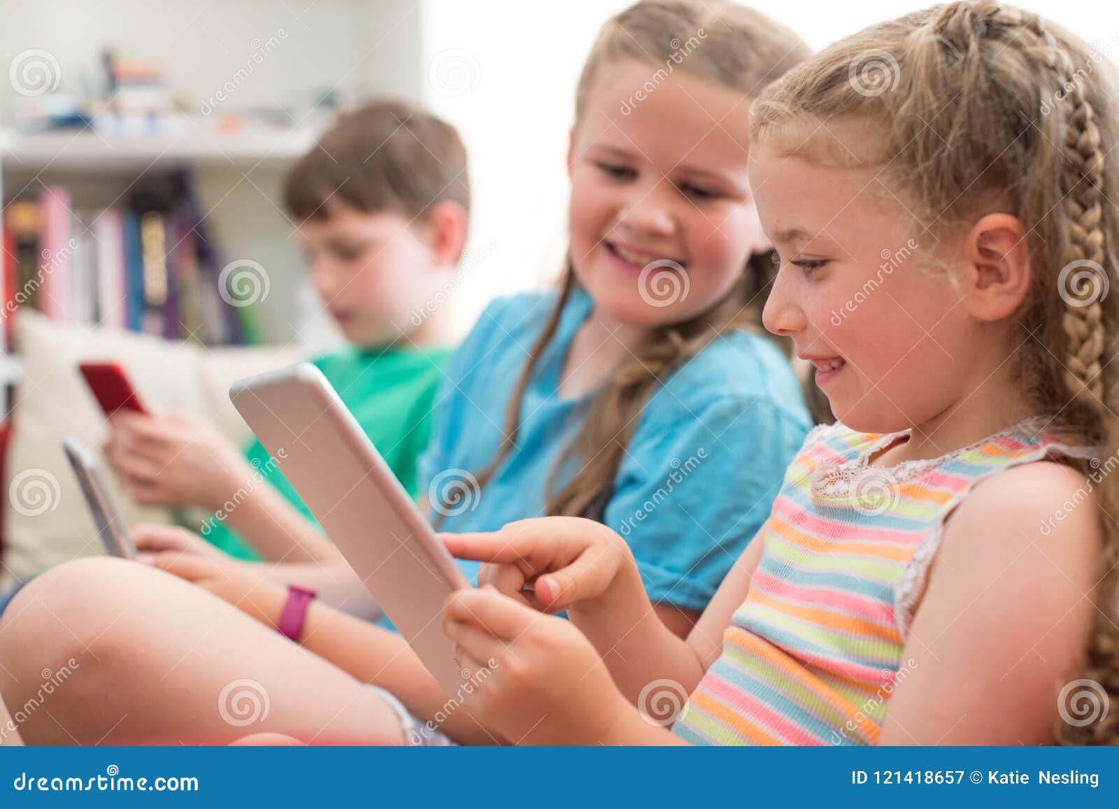 Children With Devices Stock Image | CartoonDealer.com #86232535